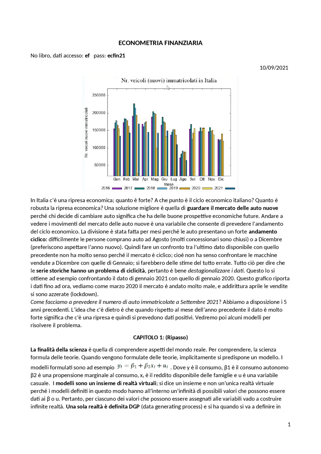 Appunti Econometria Finanziaria Prof Monticini Appunti Di