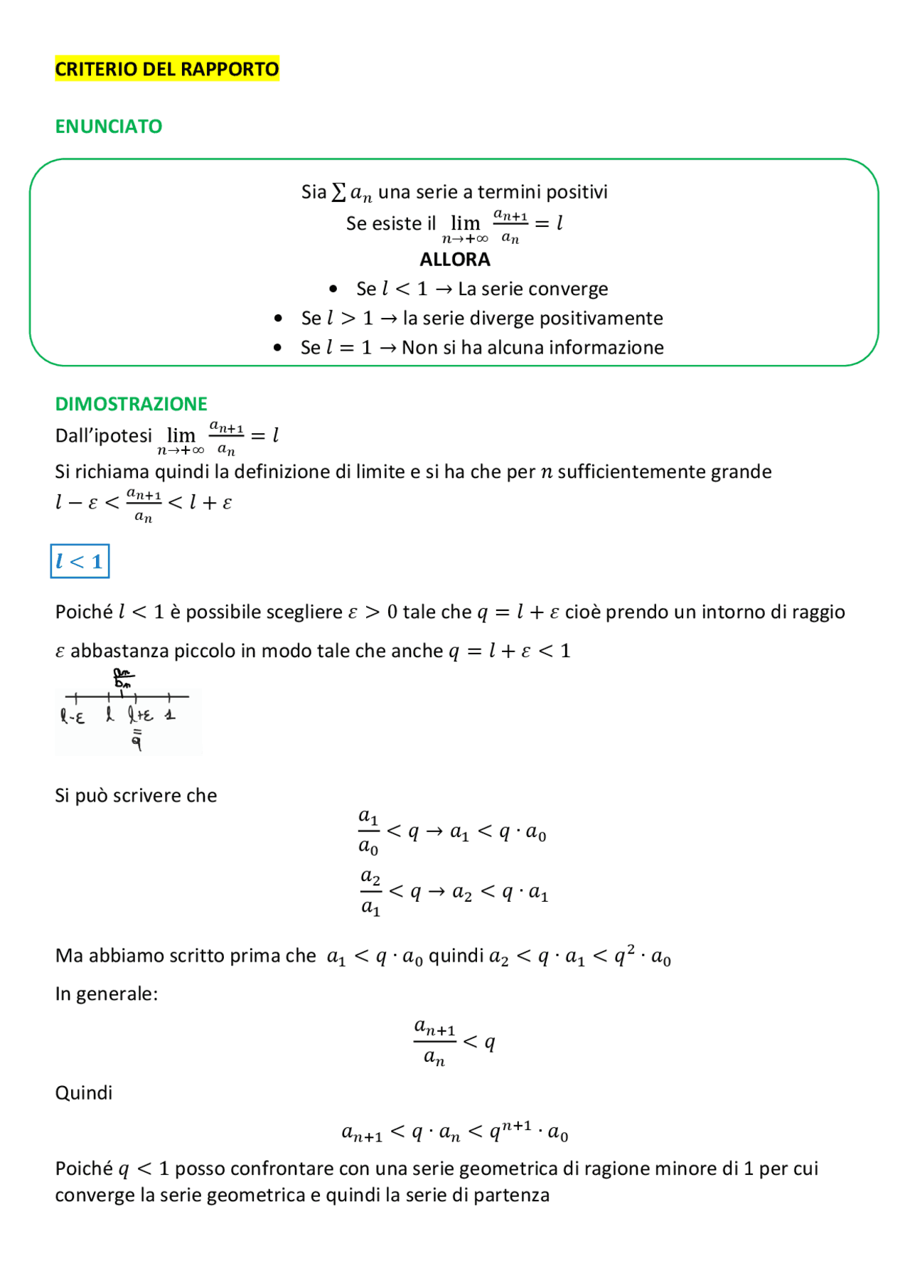 Criterio del Rapporto (Analisi 1) | Appunti di Analisi Matematica I ...