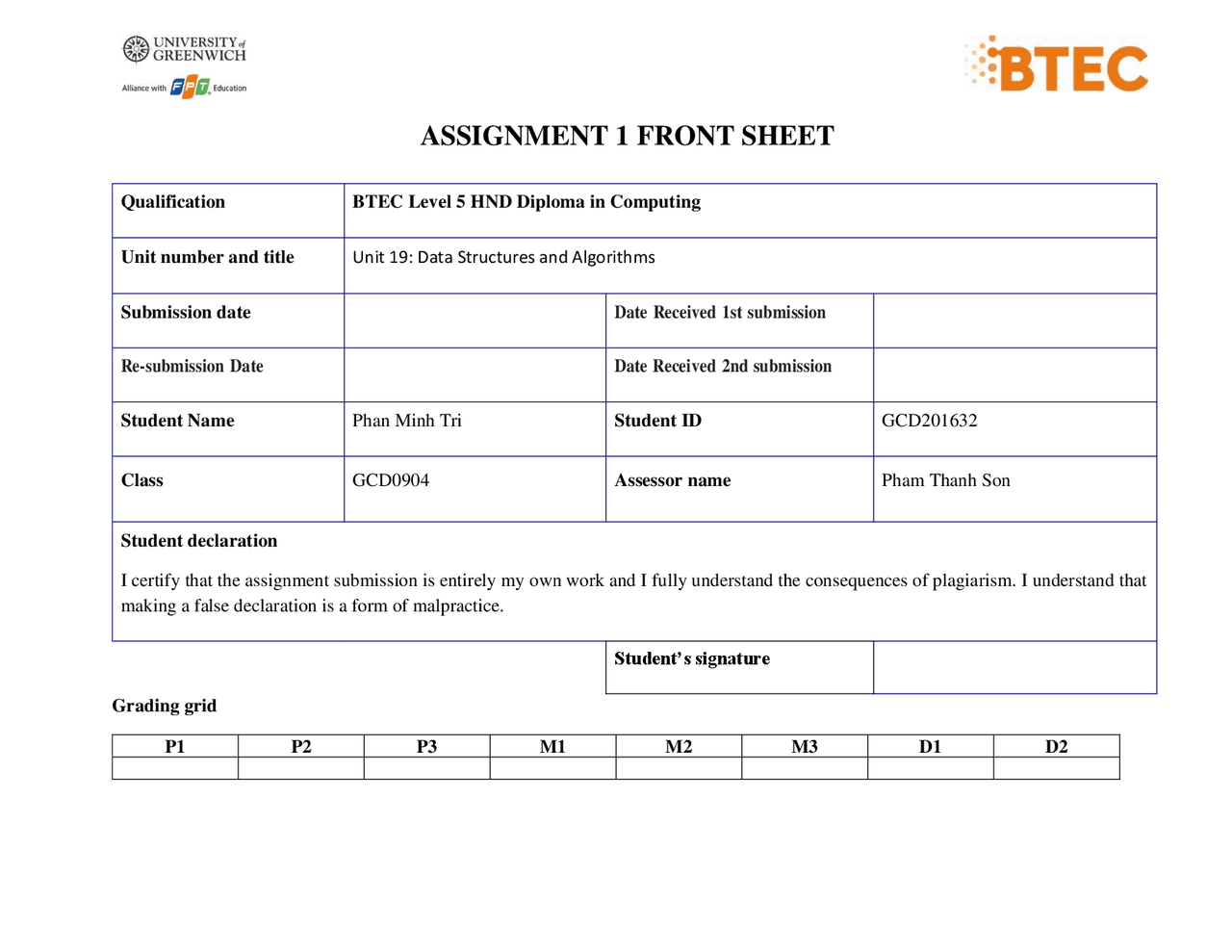 Assignment For Data Structures And Algorithms 1649 Assignments Data