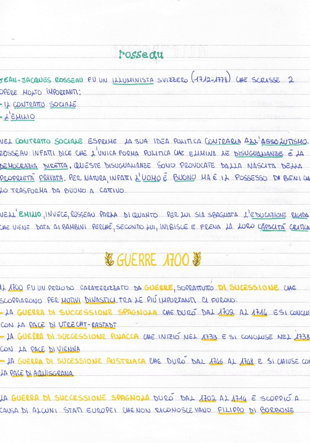 Appunti Rosseau E Guerre 1700 Appunti Di Storia Docsity