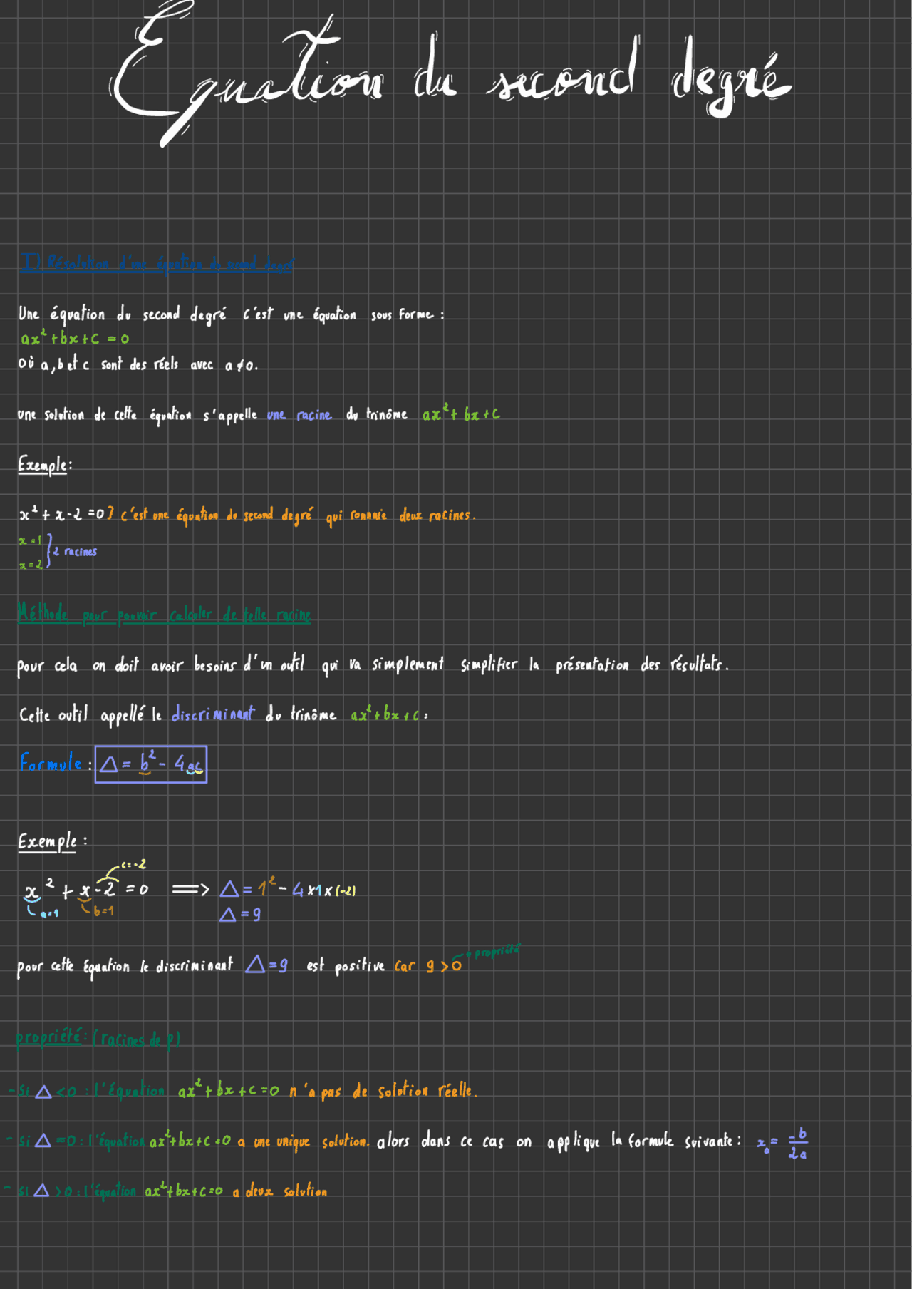Chapitre équation Du Second Degré Notes Mathématiques Docsity