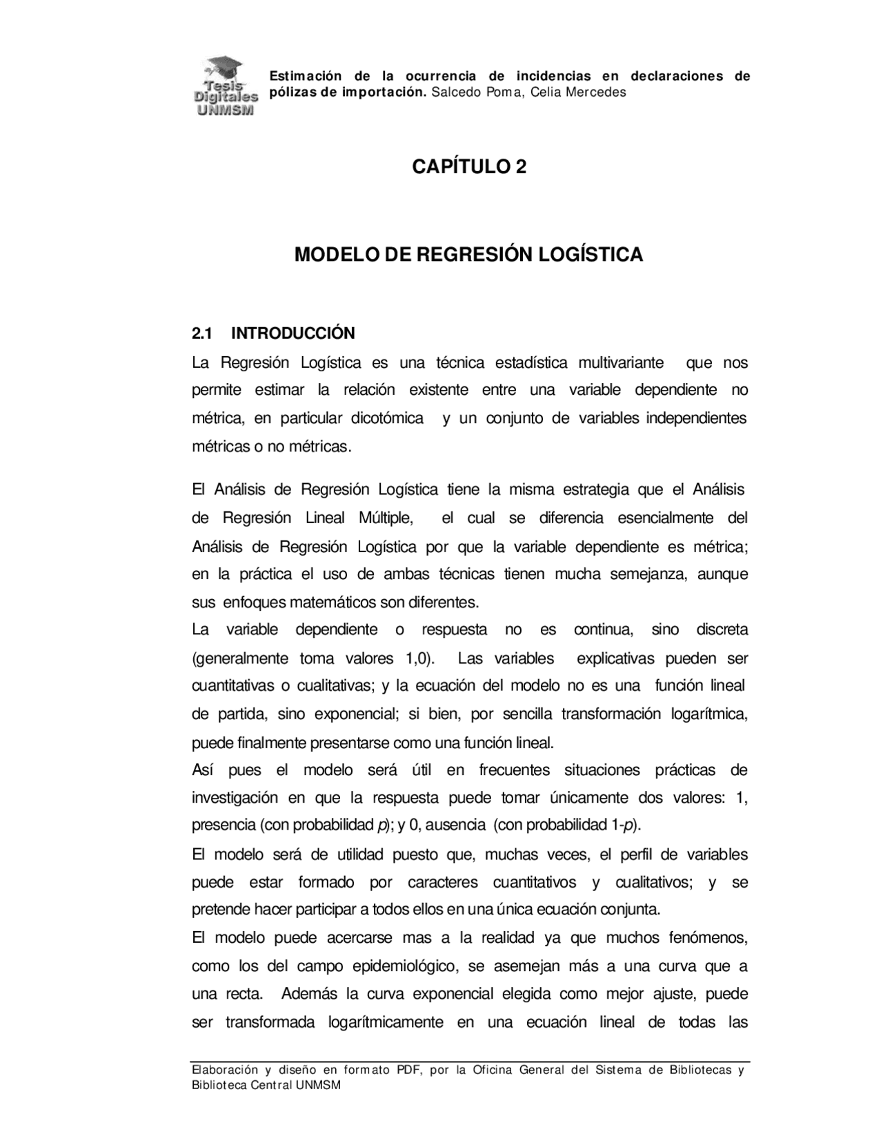 CapÍtulo 2 Modelo De RegresiÓn LogÍstica Apuntes De Logística Docsity