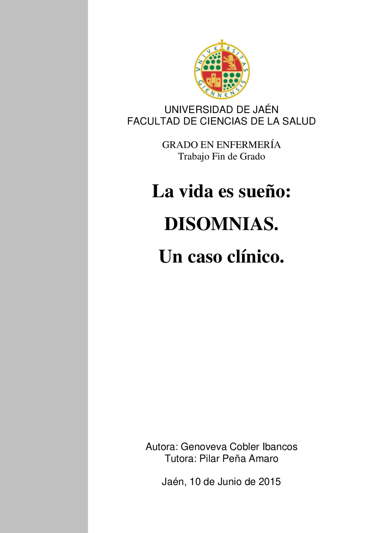 La vida es sueño: DISOMNIAS. Un caso clínico. | Apuntes de Diagnóstico ...