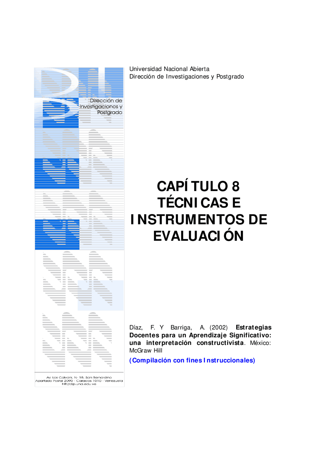 CAPÍTULO 8 TÉCNICAS E INSTRUMENTOS DE EVALUACIÓN | Exámenes de Constructivismo | Docsity