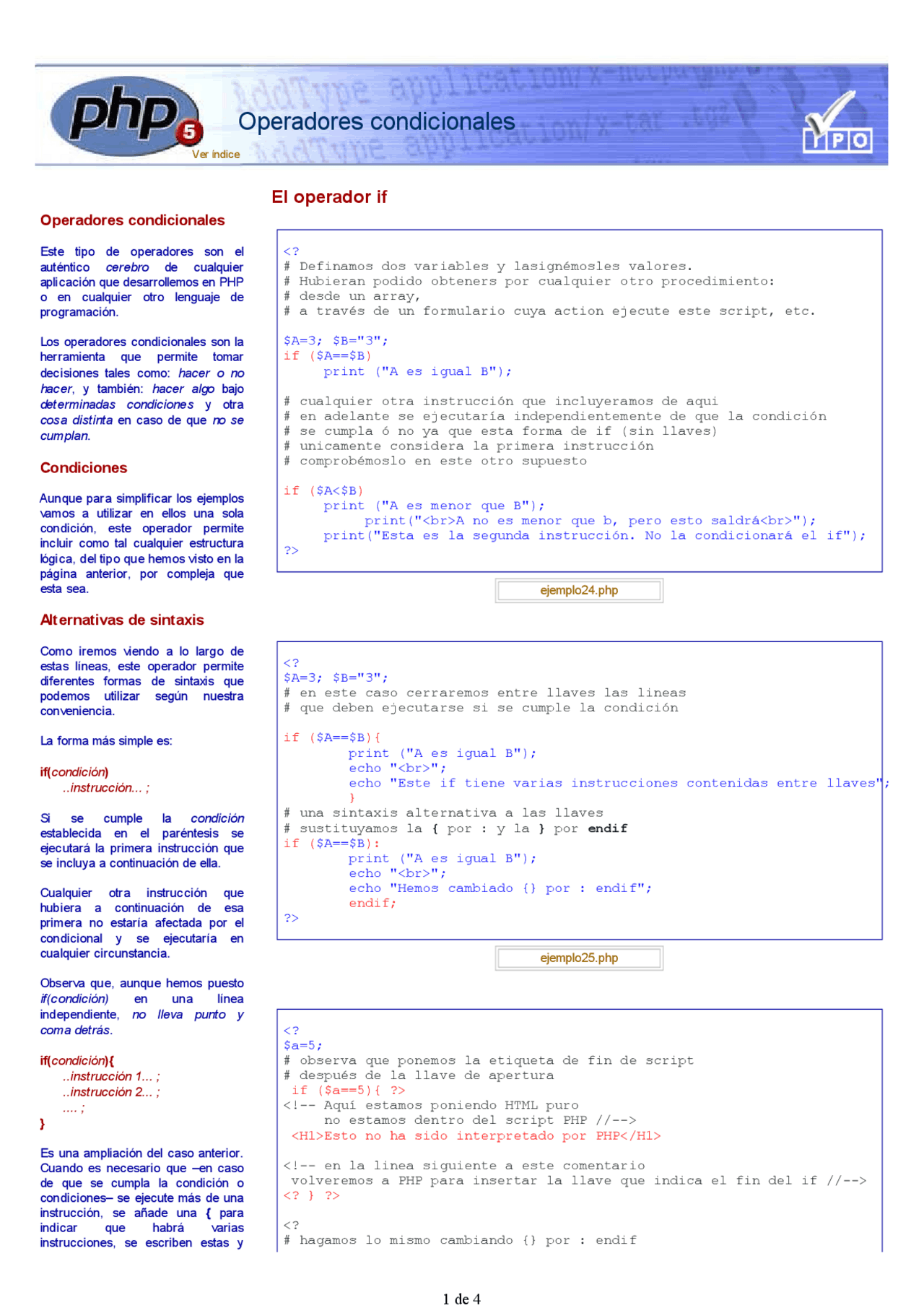 Operadores Condicionales en PHP: if, else, elseif y el operador ...