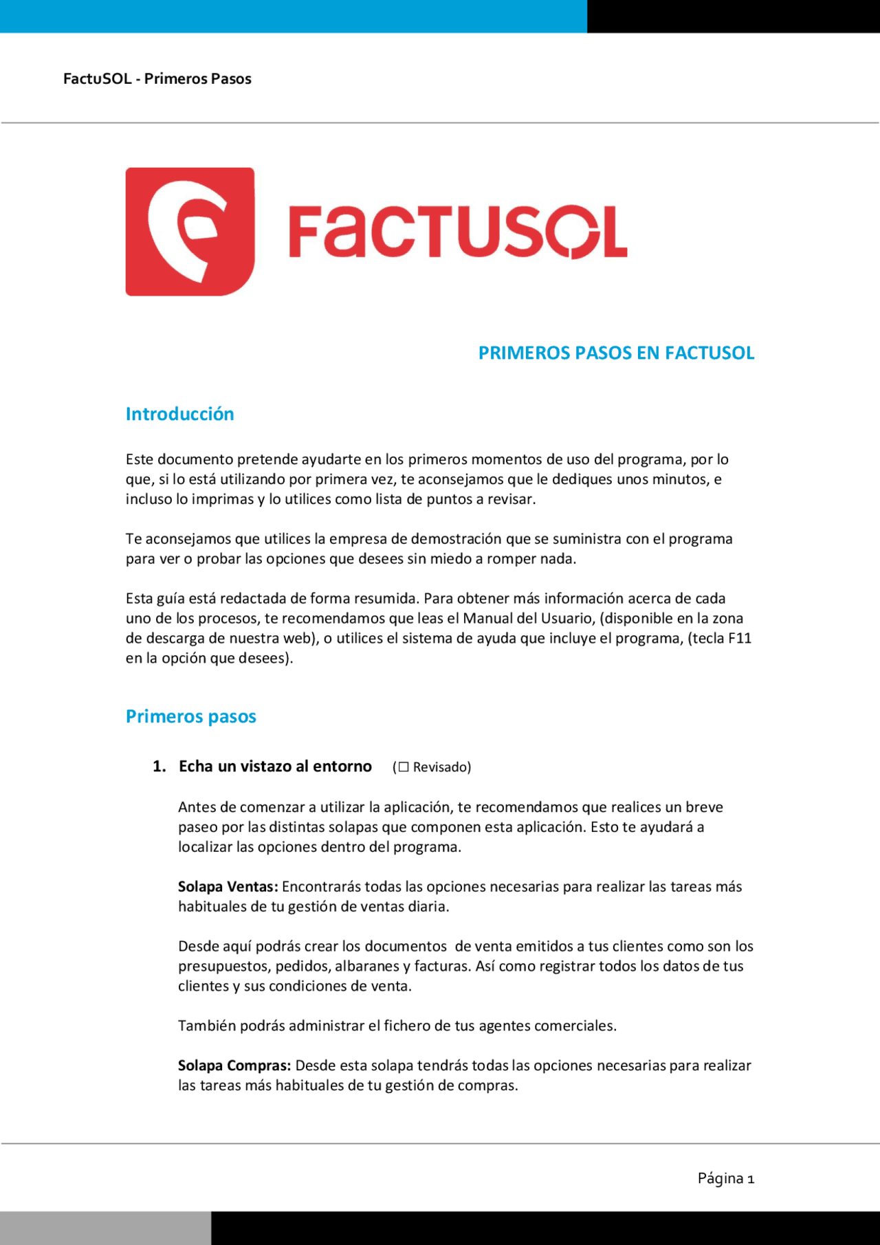 PRIMEROS PASOS EN FACTUSOL Introducción | Monografías, Ensayos de Contabilidad | Docsity