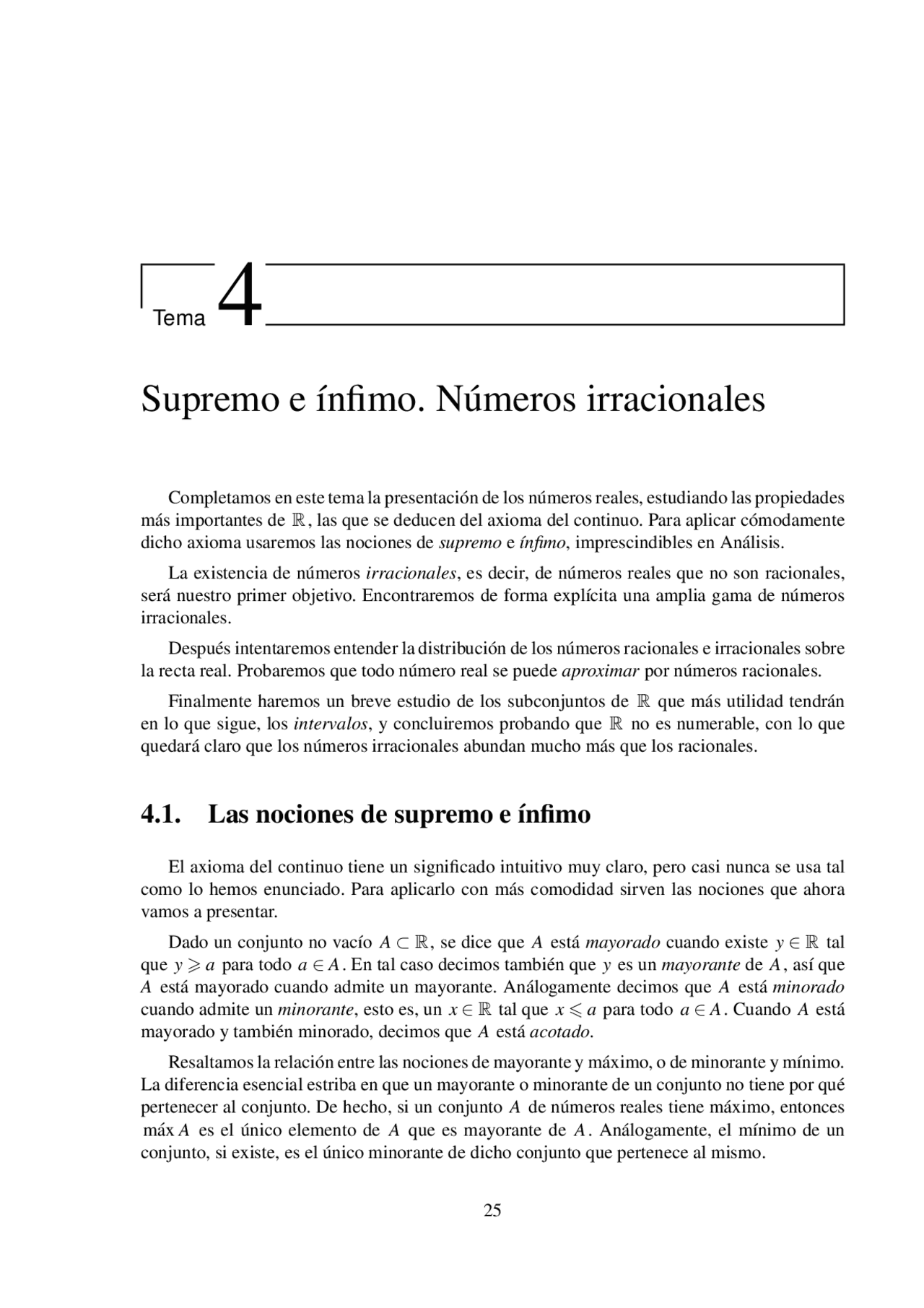 Supremo e ínfimo. Números irracionales | Apuntes de Geometría | Docsity