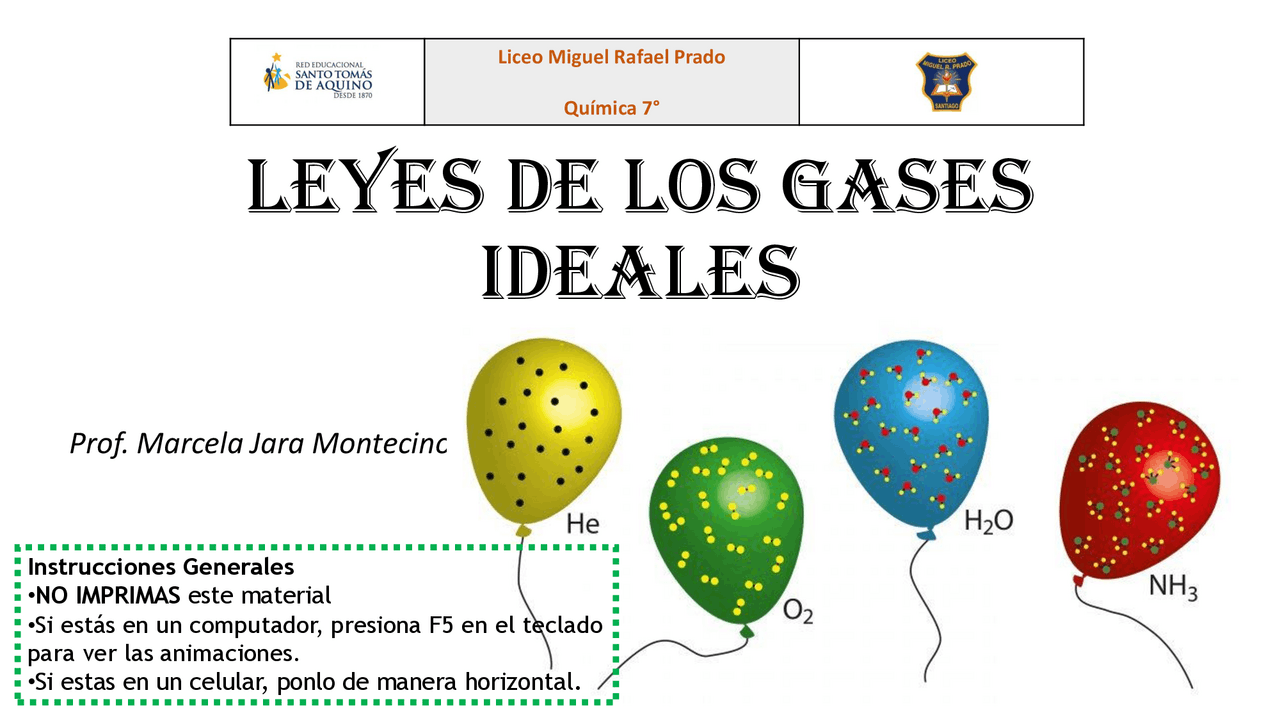 Leyes de los gases ideales | Schémas de Volumen | Docsity