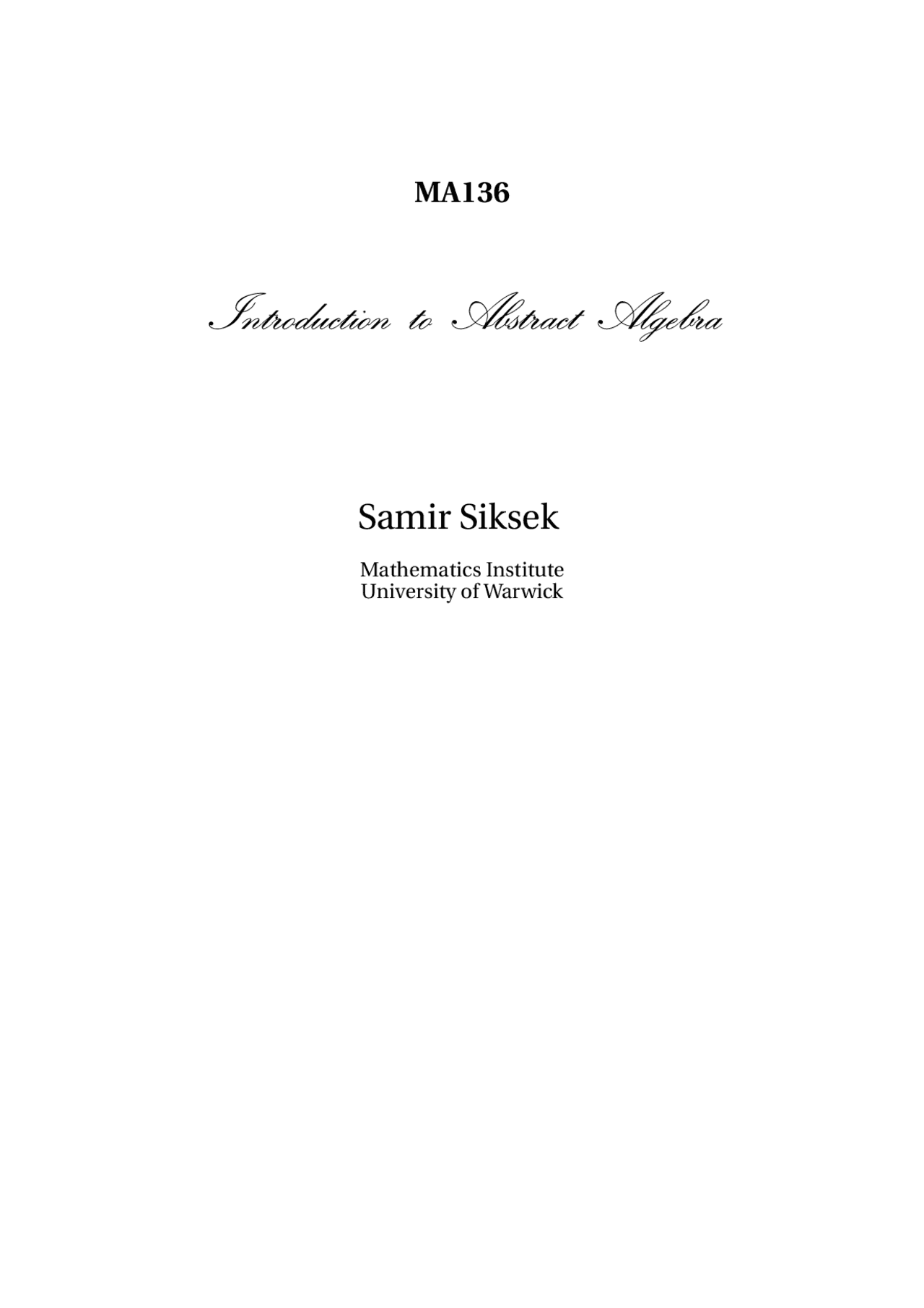 Introduction to Abstract Algebra | Study notes Abstract Algebra | Docsity