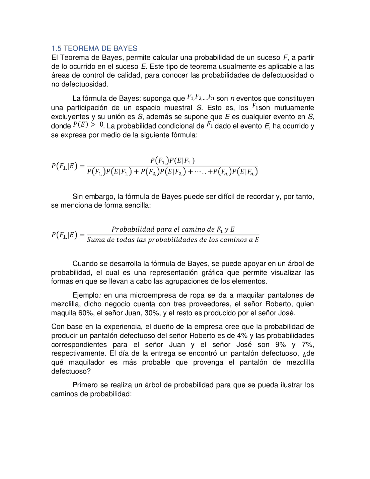 1.5 teorema de bayes | Ejercicios de Probabilidad | Docsity