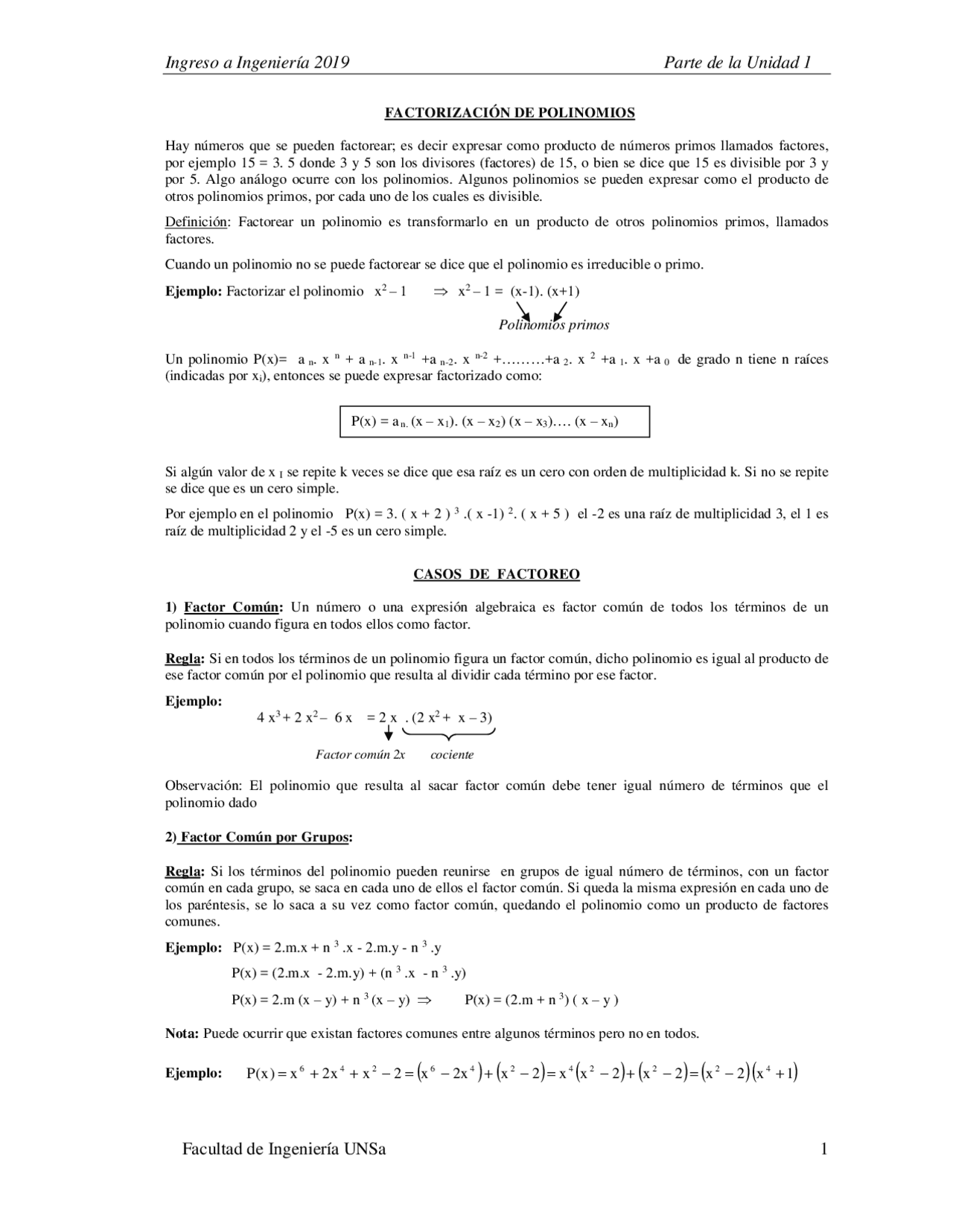 FactorizaciÓn De Polinomios Apuntes De Ingeniería Docsity