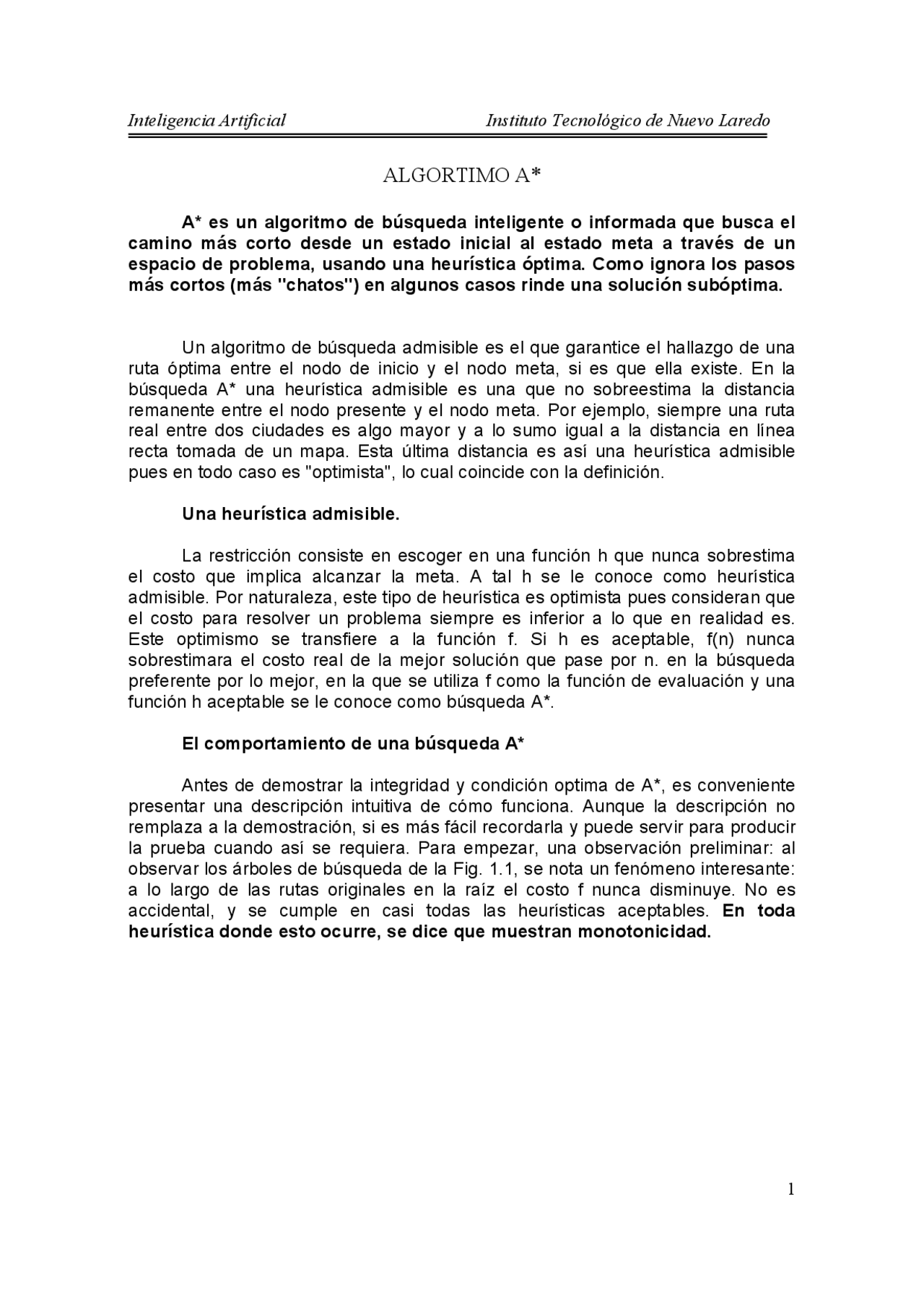 Algortimo A Monografías Ensayos De Inteligencia Artificial Docsity