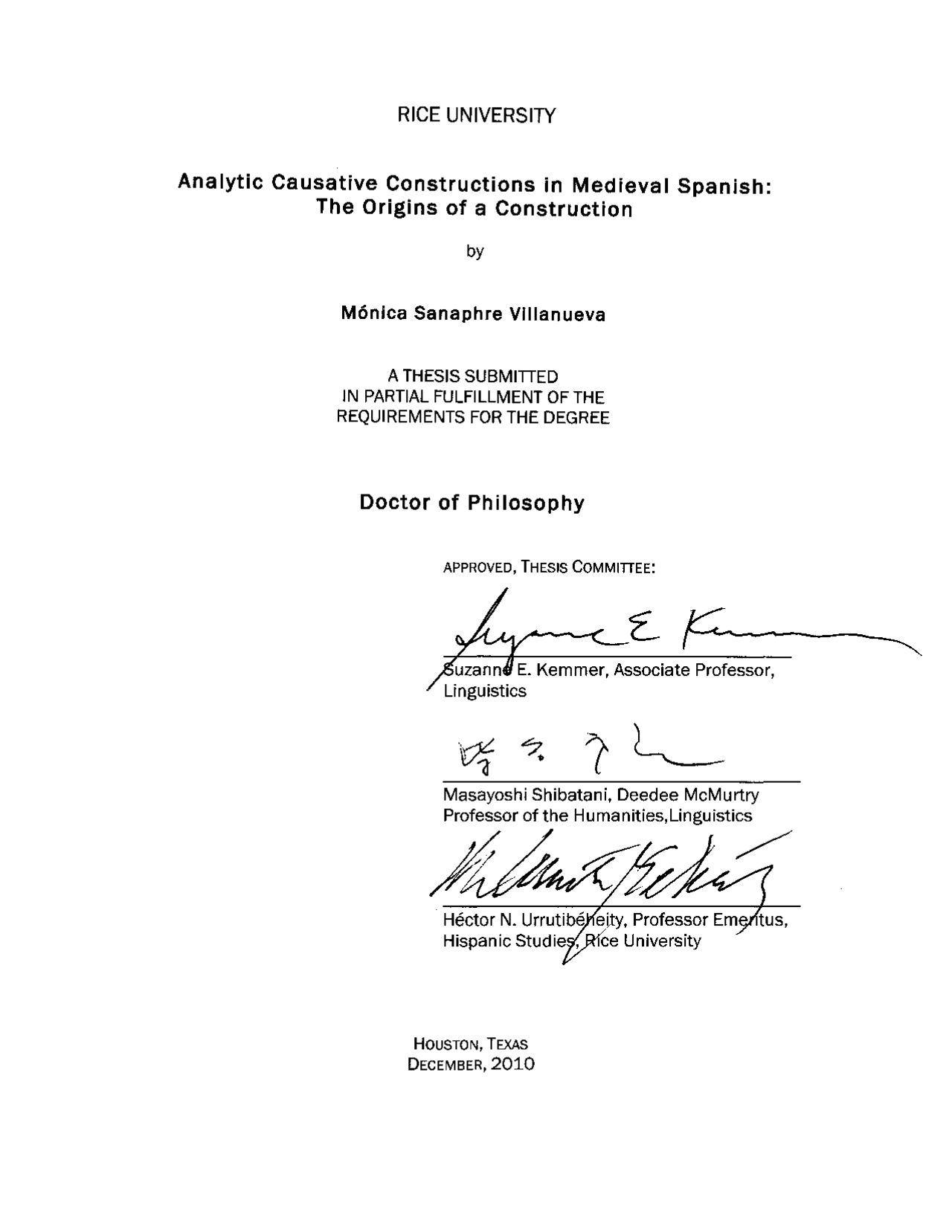 Analytic Causative Constructions In Medieval Spanish Resúmenes De