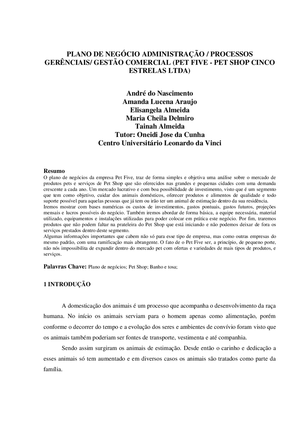 Plano De Negócios Uniasselvi Tesinas Contabilidad Docsity
