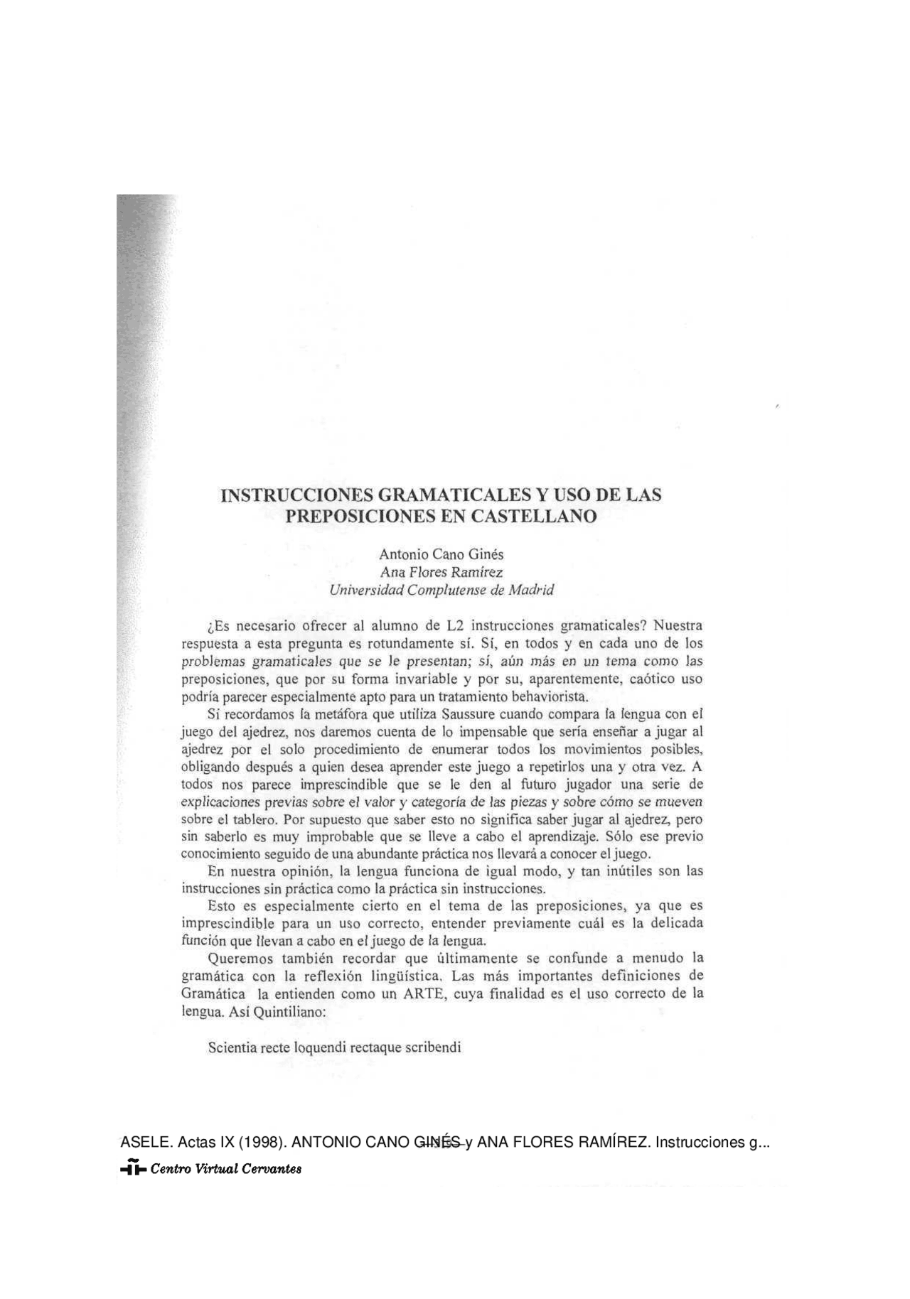 Instrucciones Gramaticales Y Uso De Las Preposiciones En