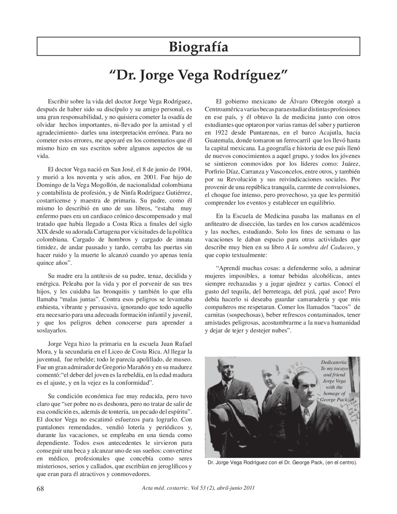 Biografía “Dr. Jorge Vega Rodríguez” | Apuntes de Medicina | Docsity