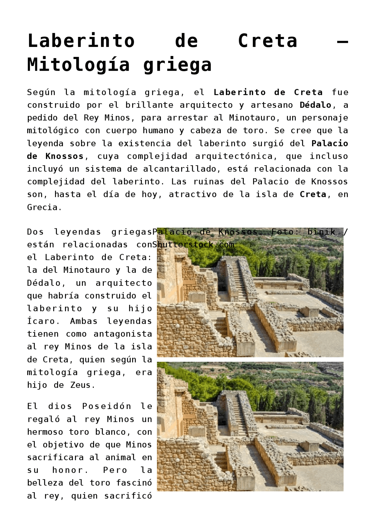 Laberinto de Creta – Mitología griega | Apuntes de Historia | Docsity