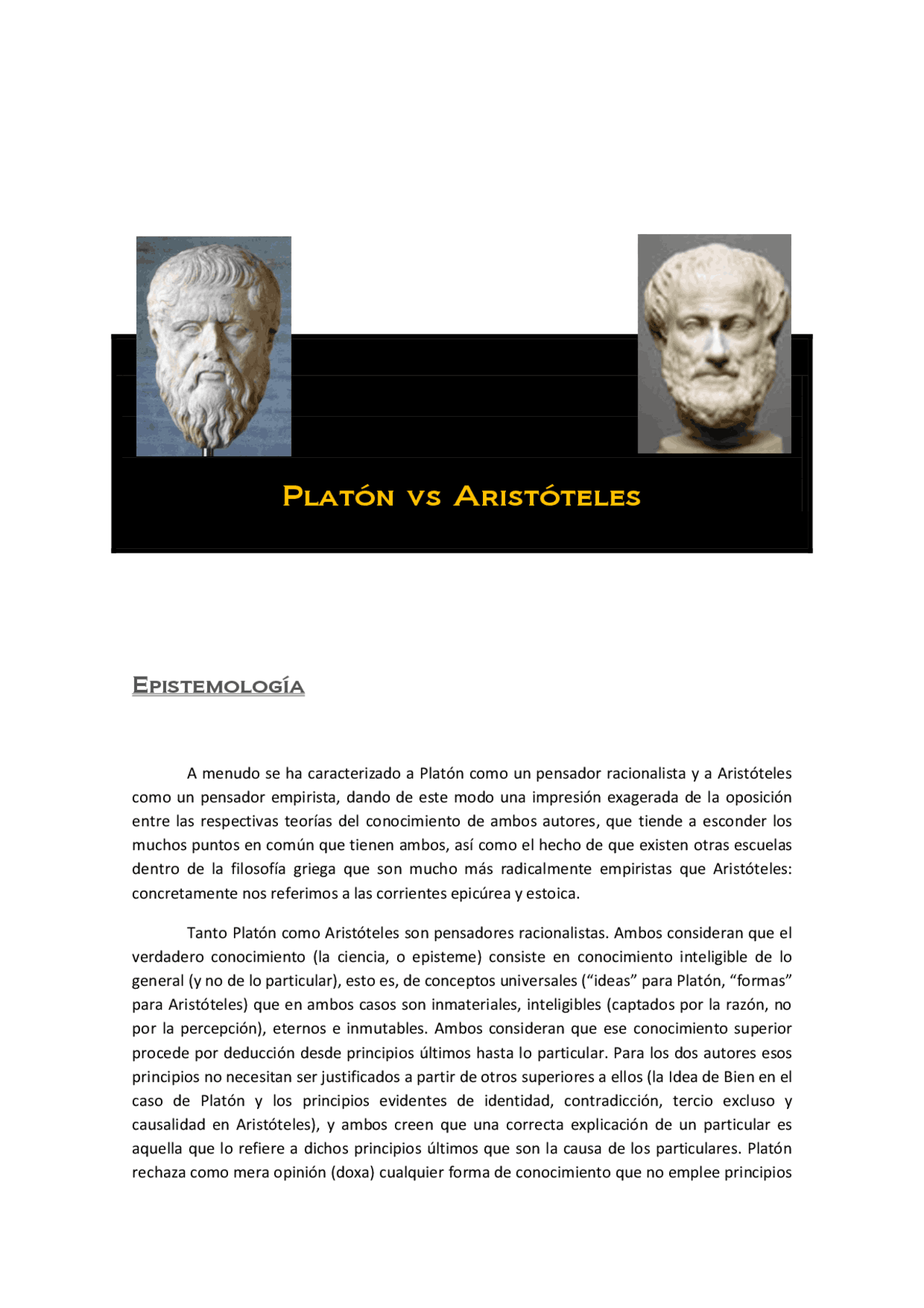Platón Vs Aristóteles Exámenes De Ética Docsity