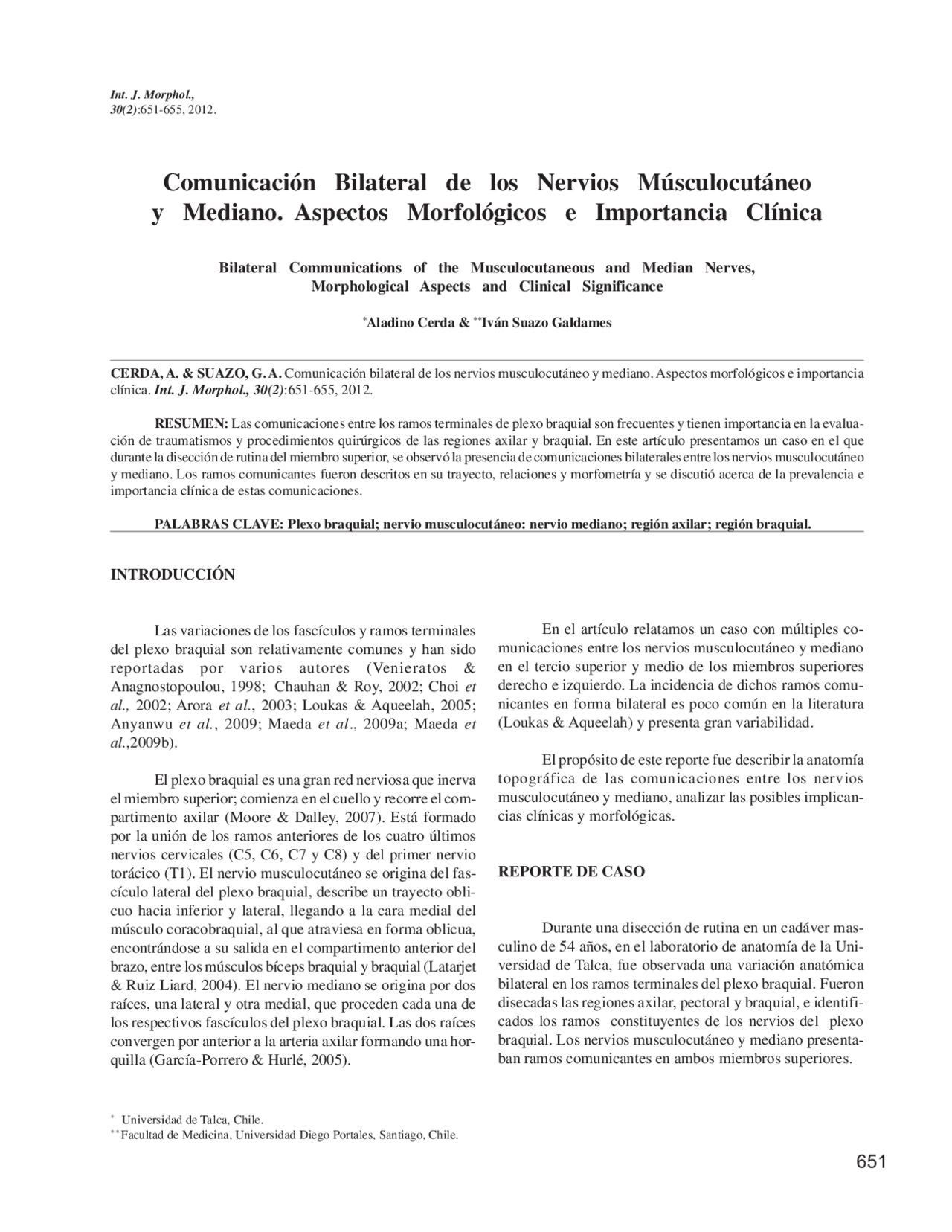 Comunicación Bilateral De Los Nervios Músculocutáneo Y