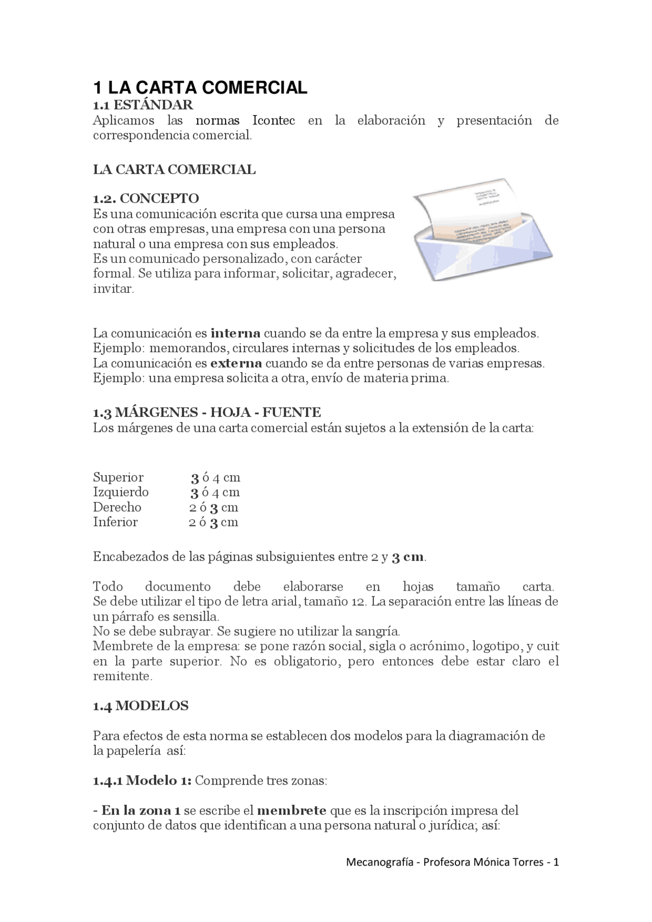 1 LA CARTA COMERCIAL | Lecture notes of Communication | Docsity