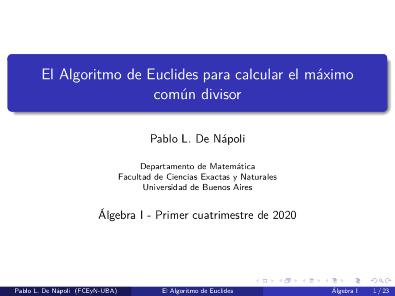 El Algoritmo De Euclides Para Calcular El Máximo Común Divisor