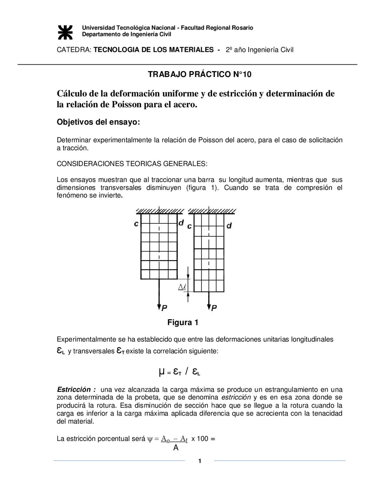 Calculo de la relación de Poisson y deformaciones uniforme y de ...