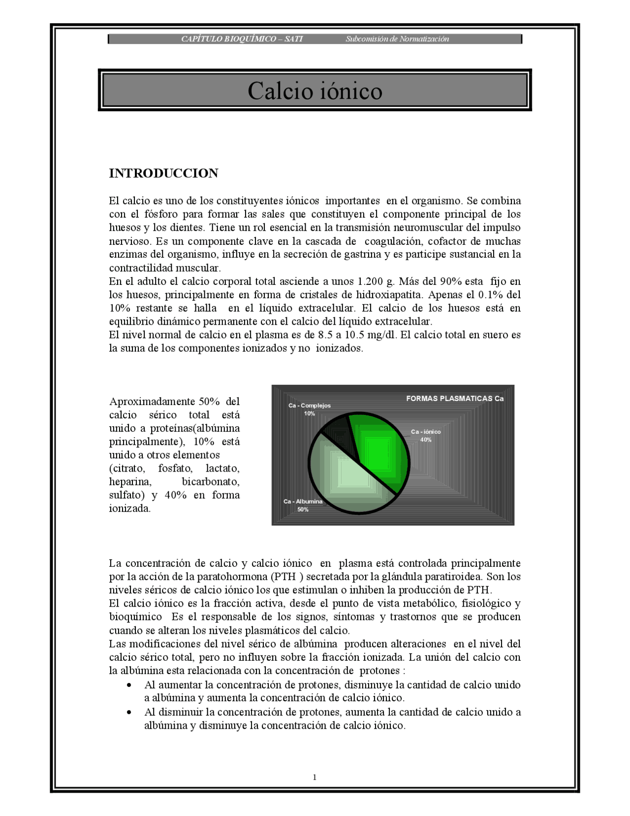 Calcio iónico | Apuntes de Volumen | Docsity