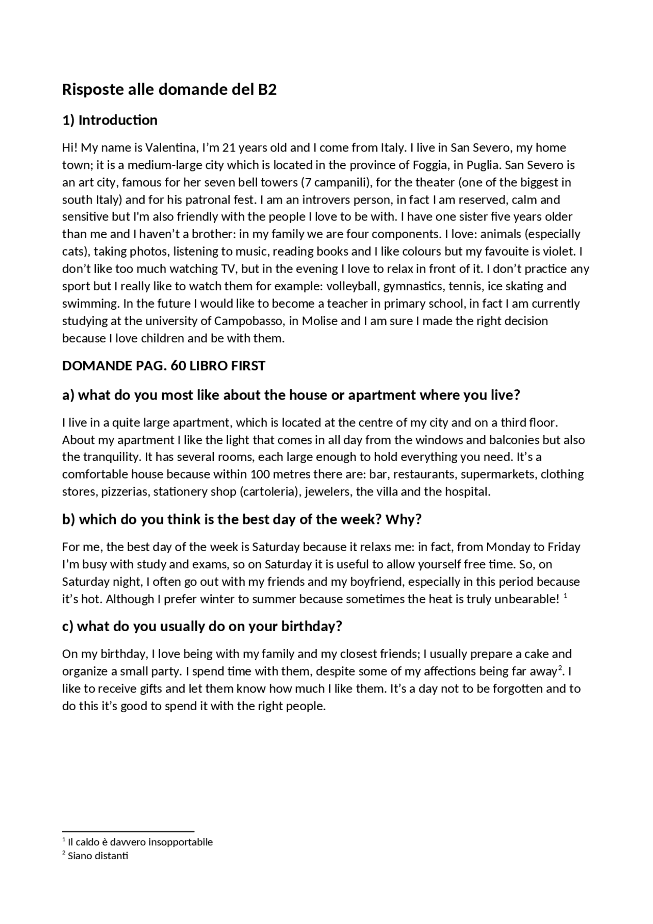 Domande di inglese livello b2 | Appunti di Lingua Inglese | Docsity