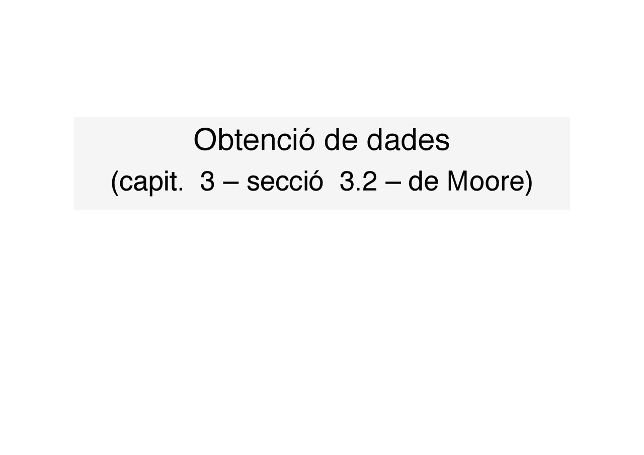 Obtenció De Dades Monografías Ensayos De Estadística Docsity