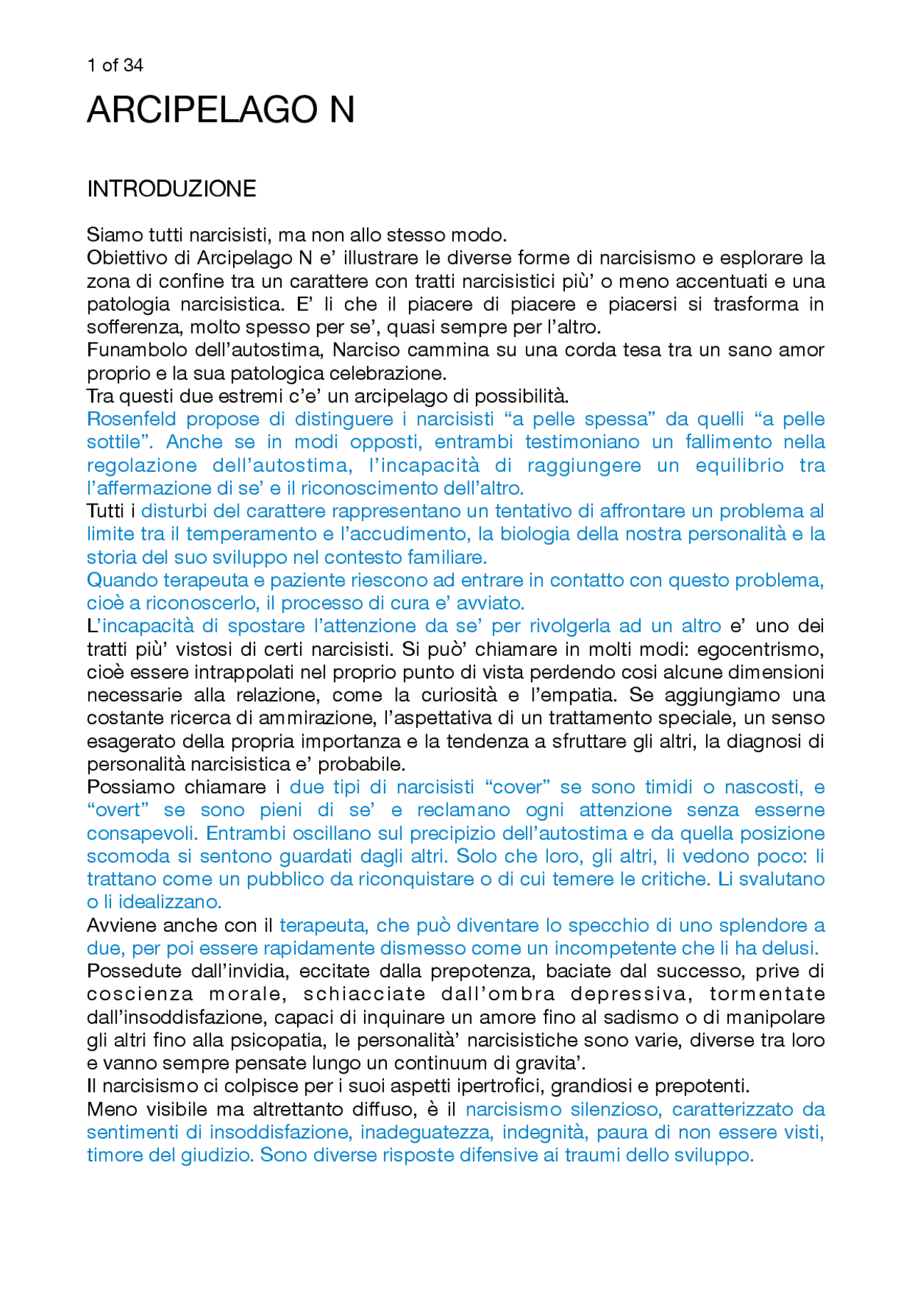 Arcipelago N, Vittorio Lingiardi | Appunti di Psicologia Dinamica | Docsity