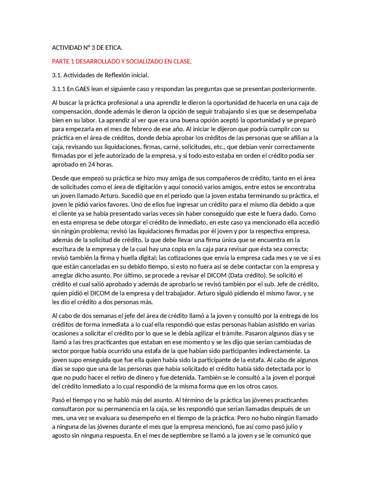 Ética y responsabilidad en el manejo de créditos | Ejercicios de ...