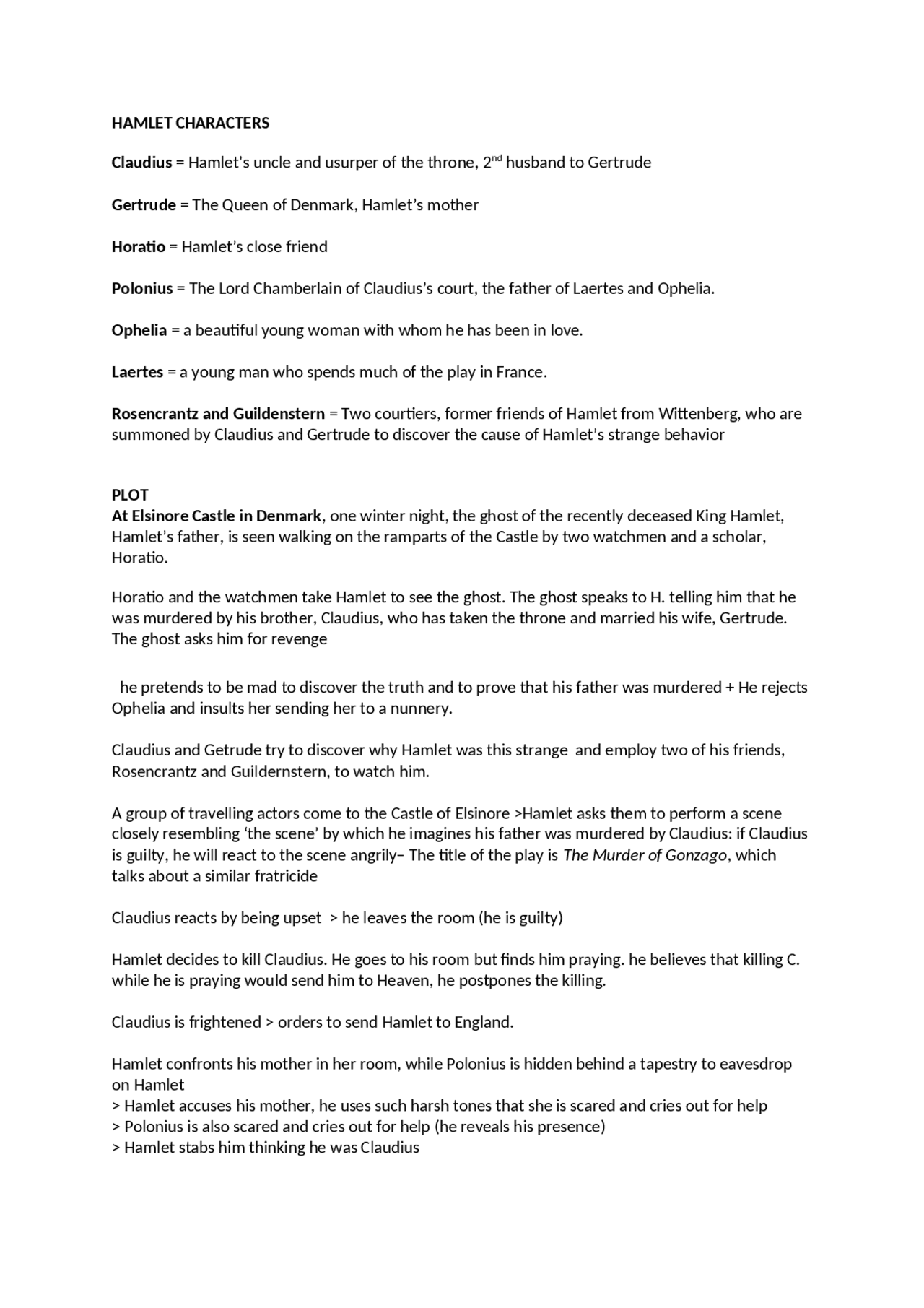 Hamlet: Characters, Plot, and Themes | Schemi e mappe concettuali di ...