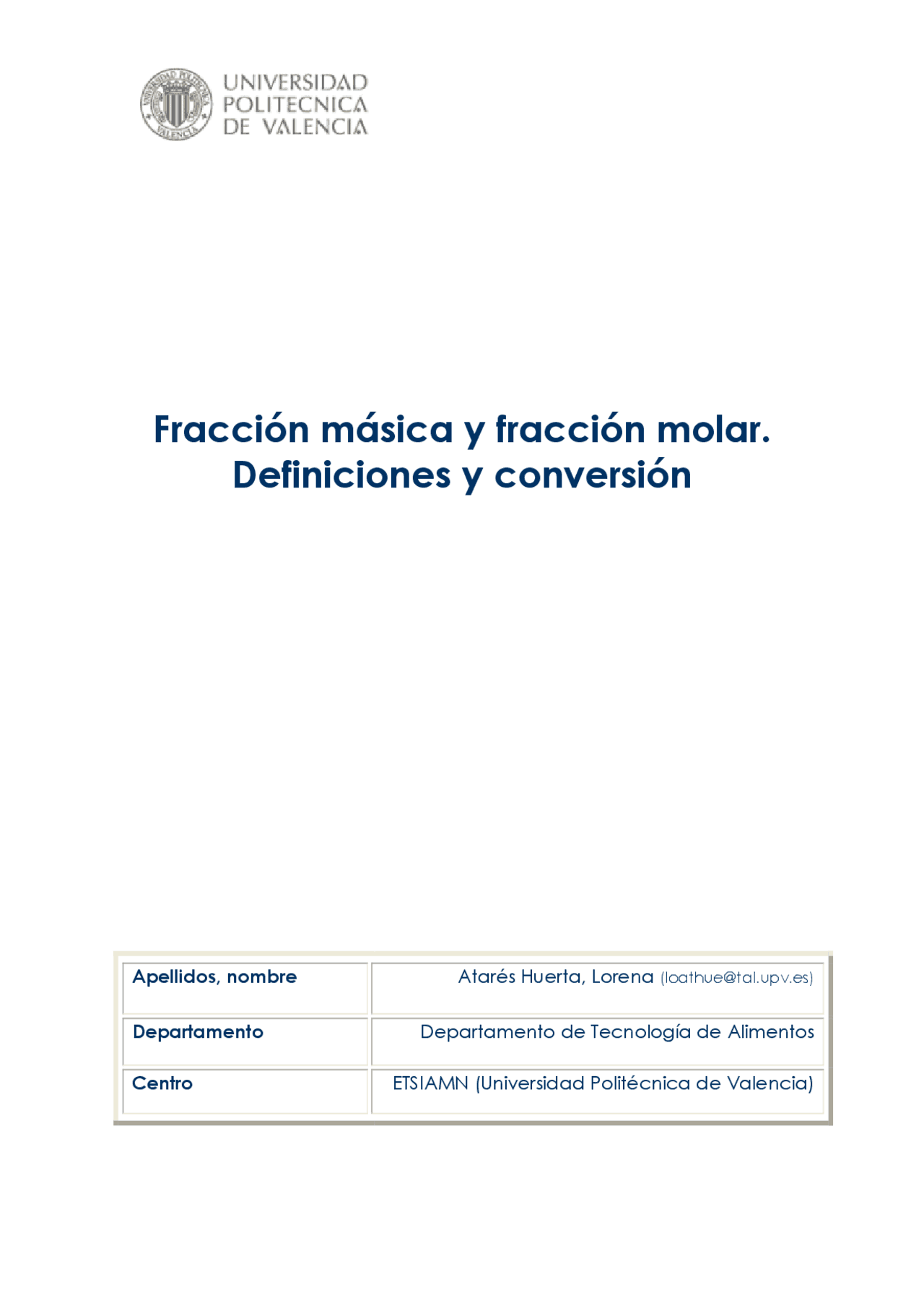Fracción másica y fracción molar. Definiciones y conversión | Apuntes ...