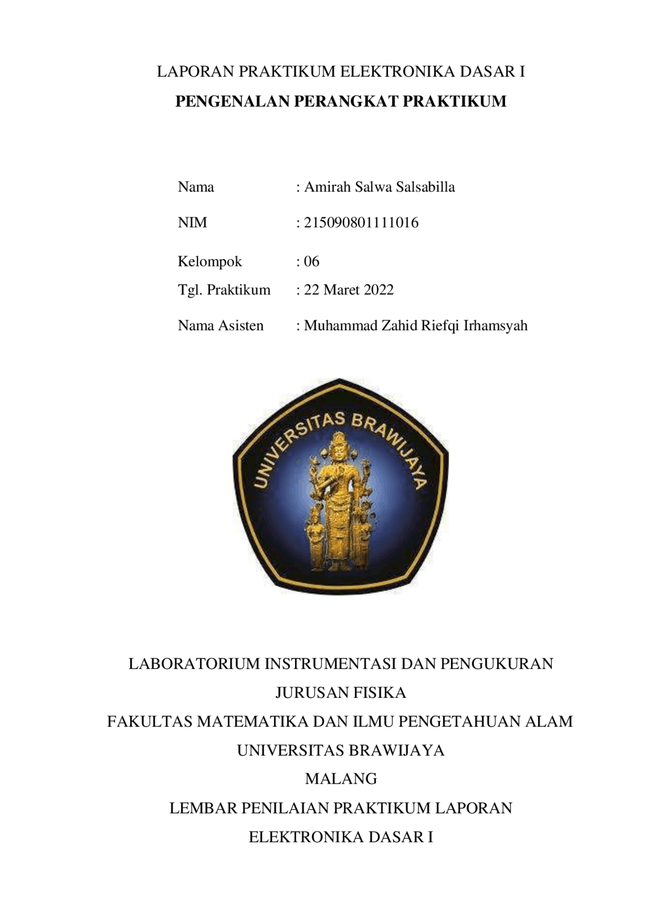 LAPORAN PRAKTIKUM ELEKTRONIKA DASAR 1 | Exercises Physics | Docsity