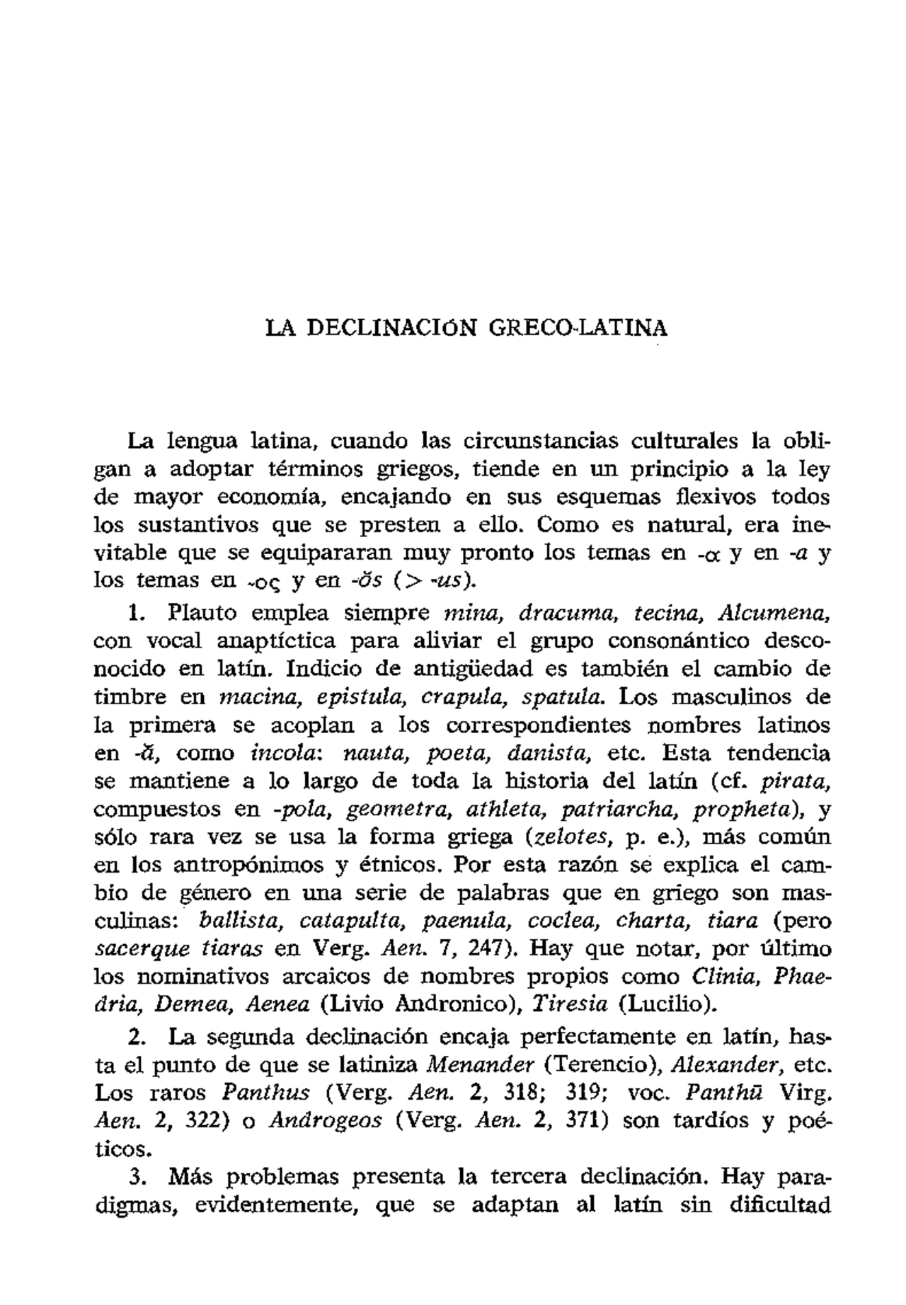 la declinacion greco-latina | Apuntes de Latín | Docsity