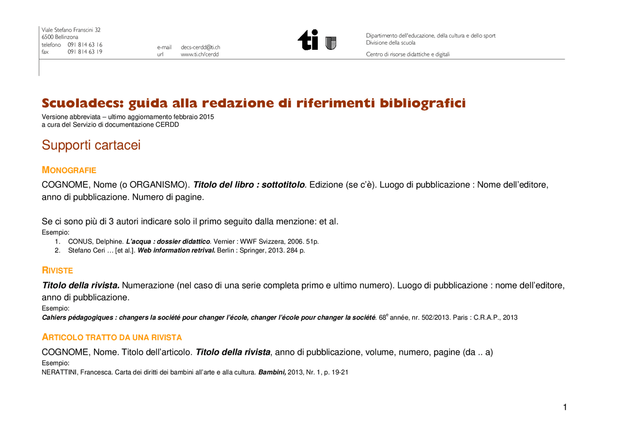 Riferimenti bibliografici per progetto di ricerca | Schemi e mappe ...