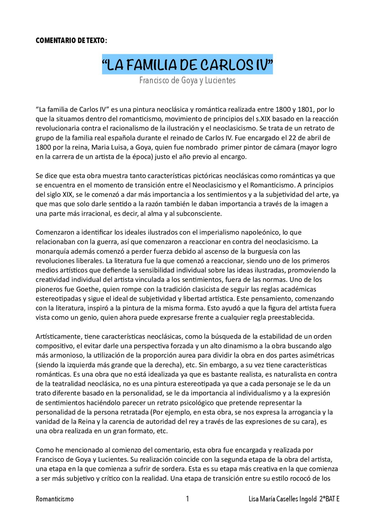 Comentario "La familia de Carlos IV" de Goya | Guías, Proyectos ...