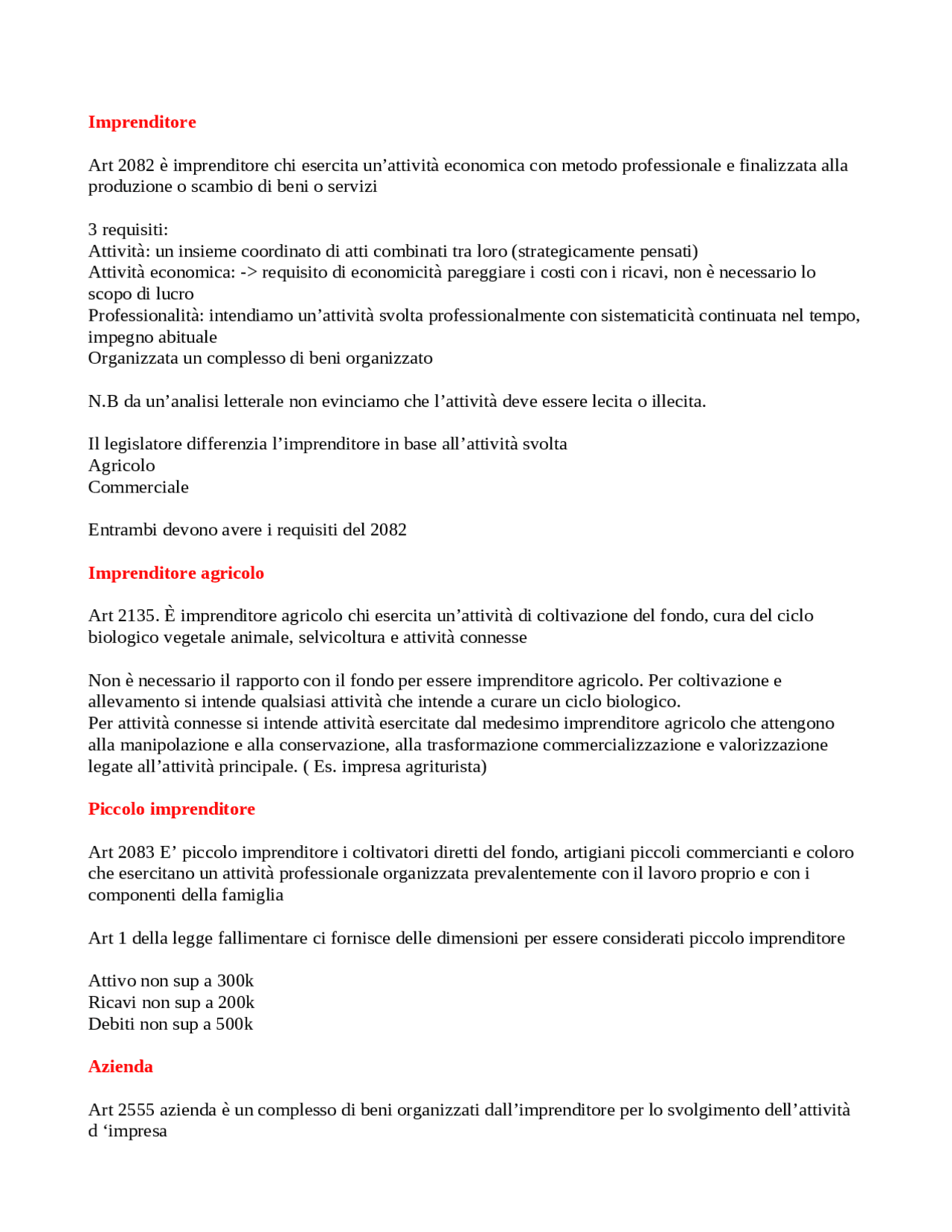 Sintesi Diritto Commerciale Appunti Di Diritto Commerciale Docsity