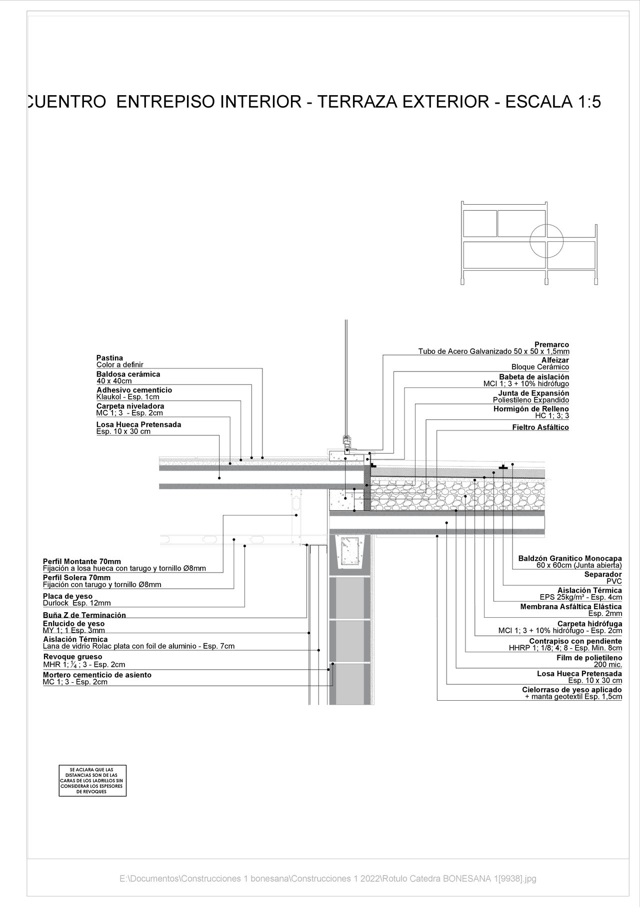 Corte 2D encuentro entrepiso EXT/INT | Ejercicios de Construcción | Docsity