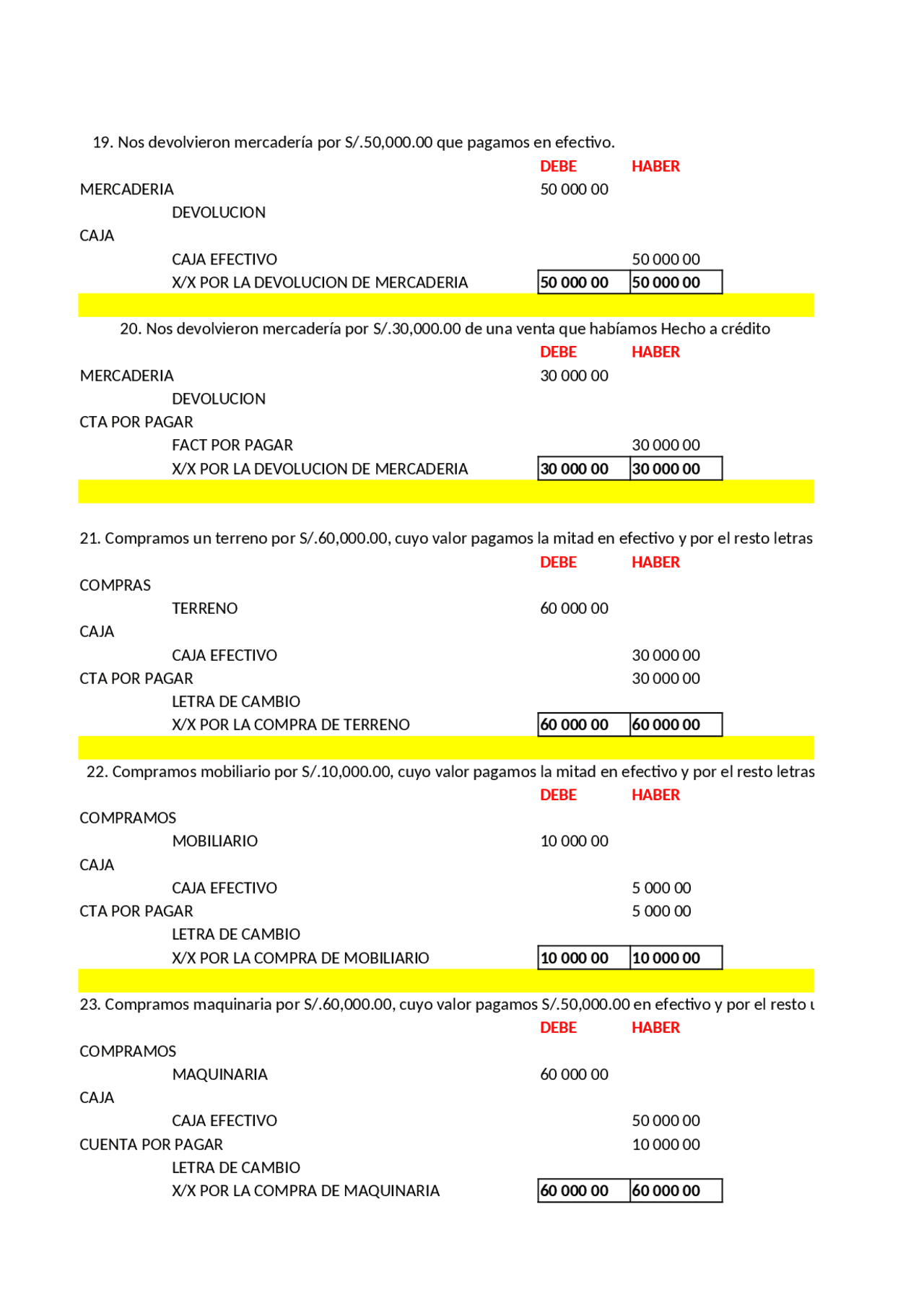 ejercicios de asientos contables 9- 19 | Ejercicios de Contabilidad | Docsity