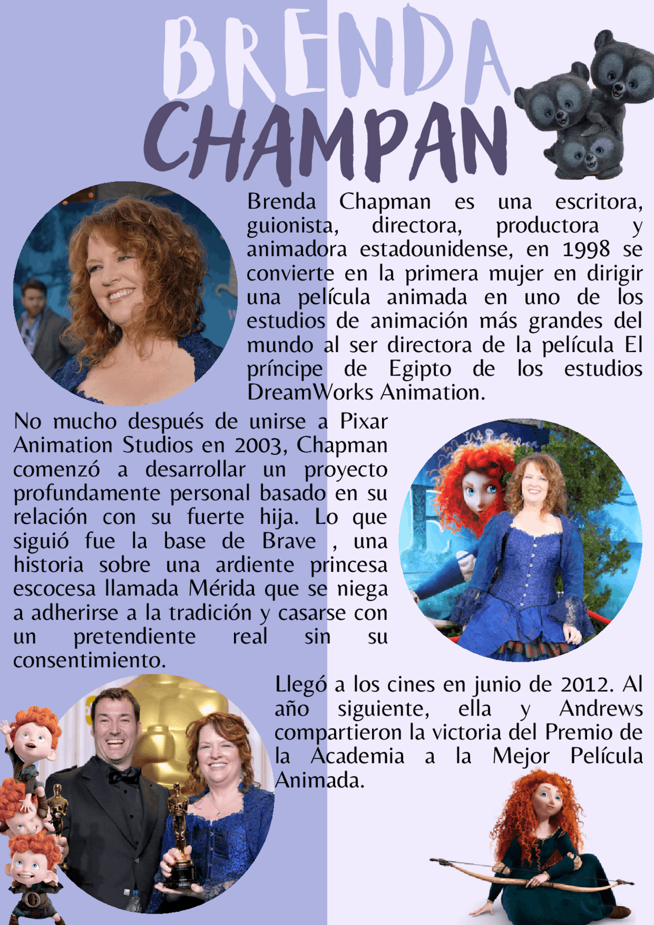 Brenda Chapman, Directora de la película de Pixar Animation Studios y ...