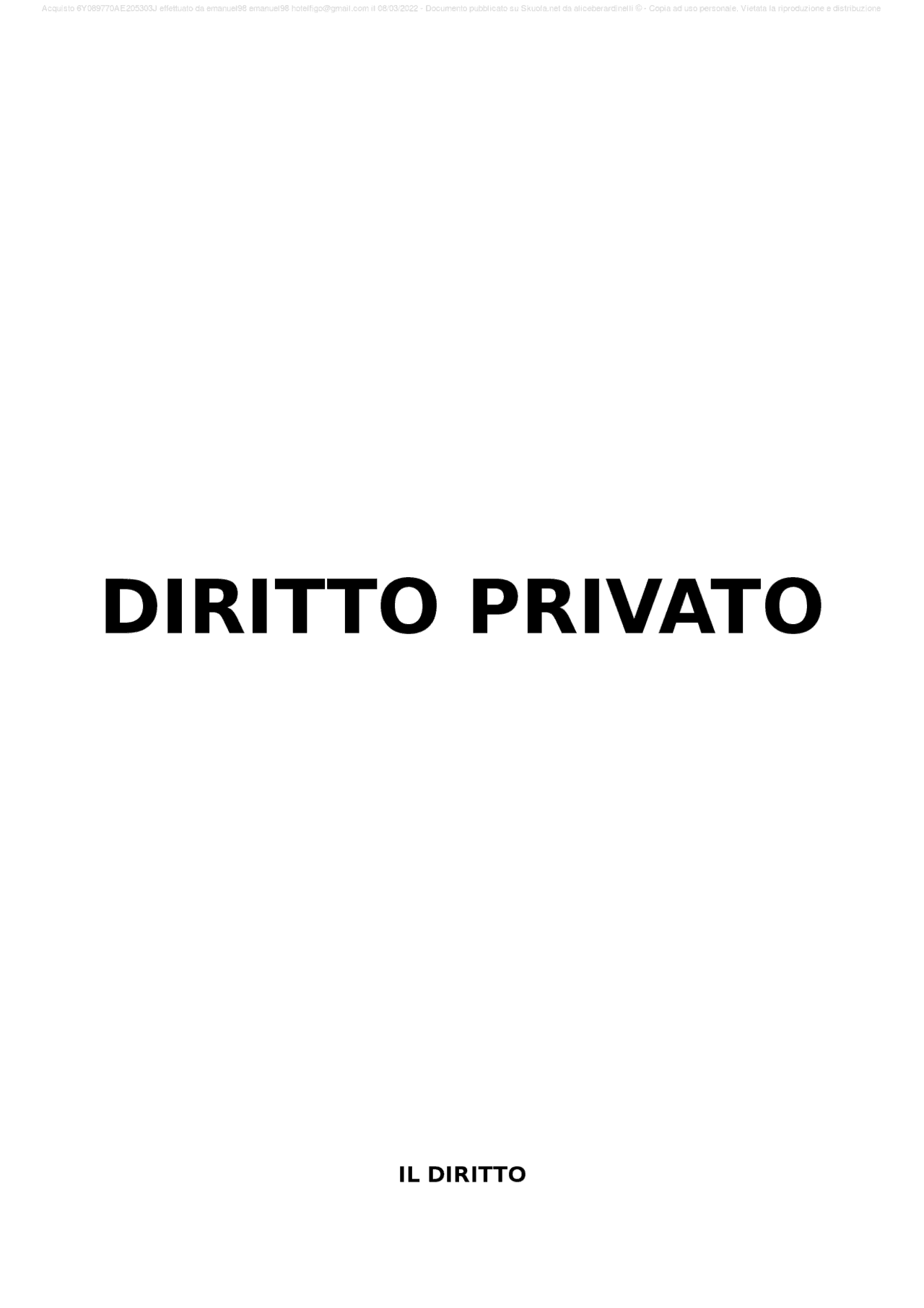 Diritto privato appunti e sintesi del libro | Schemi e mappe ...