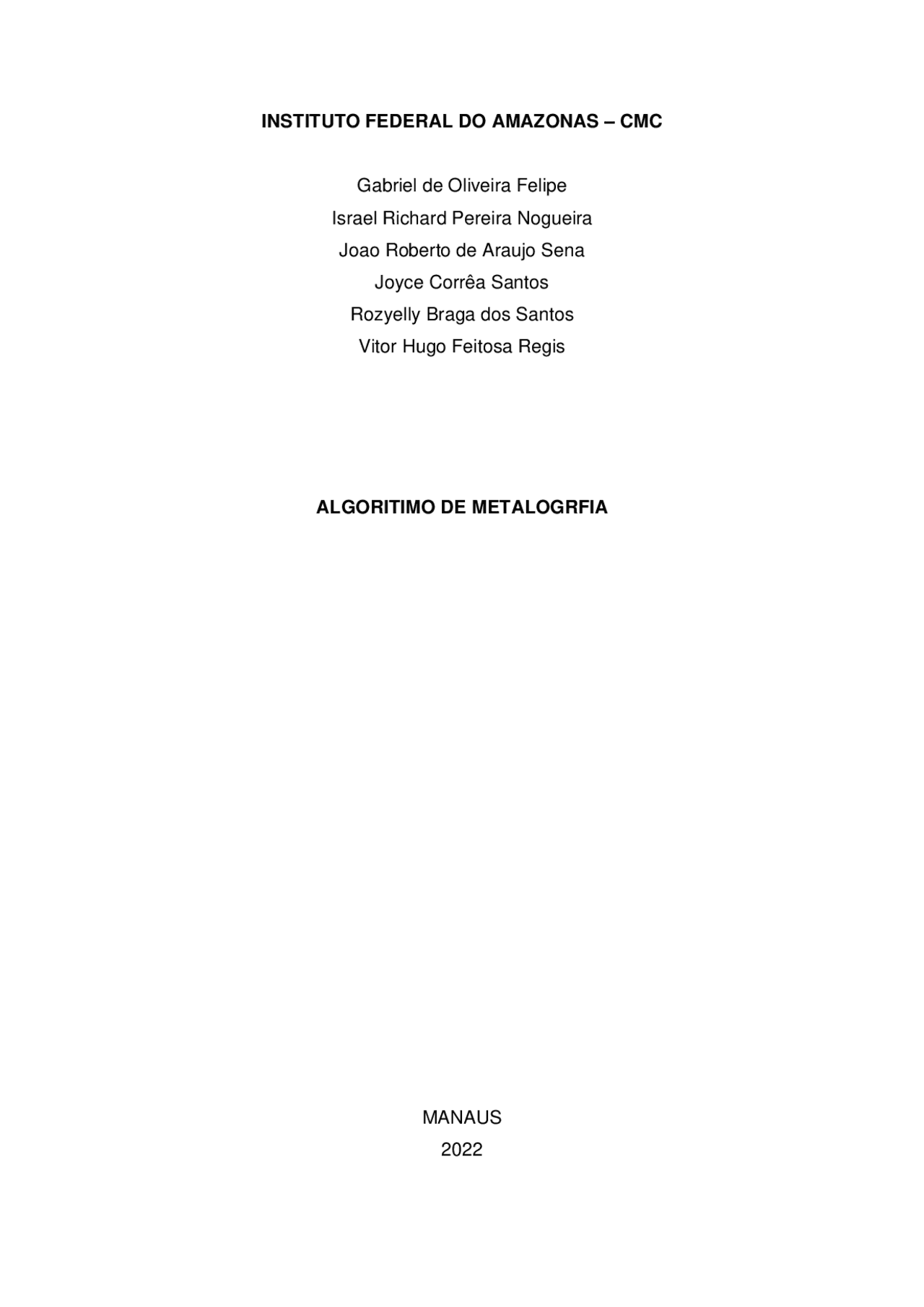 Algoritimo De Metalurgia Resumos Metalurgia Docsity