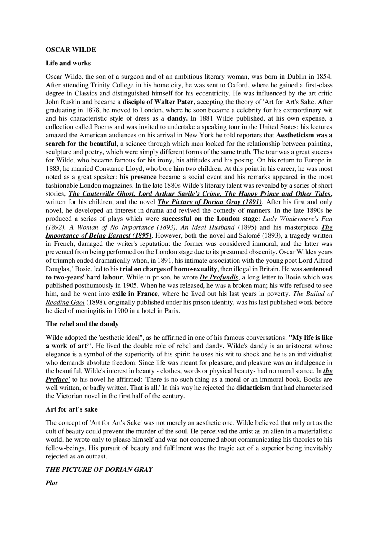 Oscar wilde Life and Works, The picture of Dorian Gray analysis ...