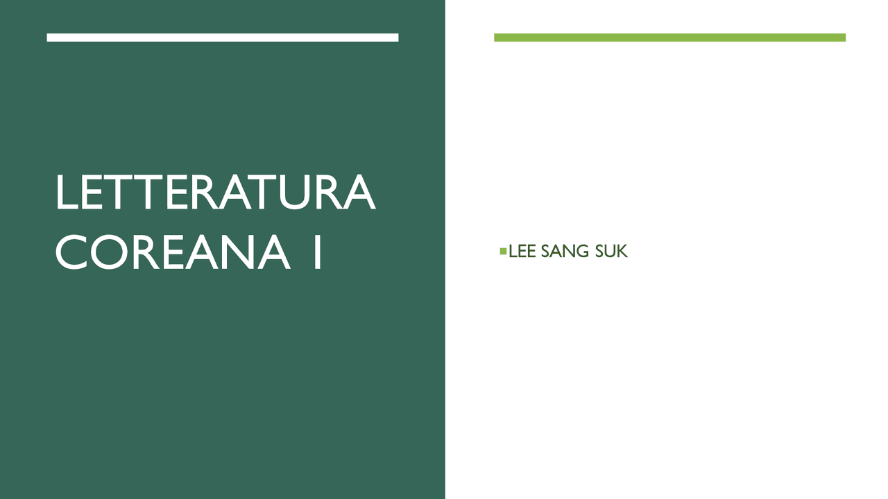 Powerpoint Slide Corso Di Coreano Dispense Di Letteratura Docsity