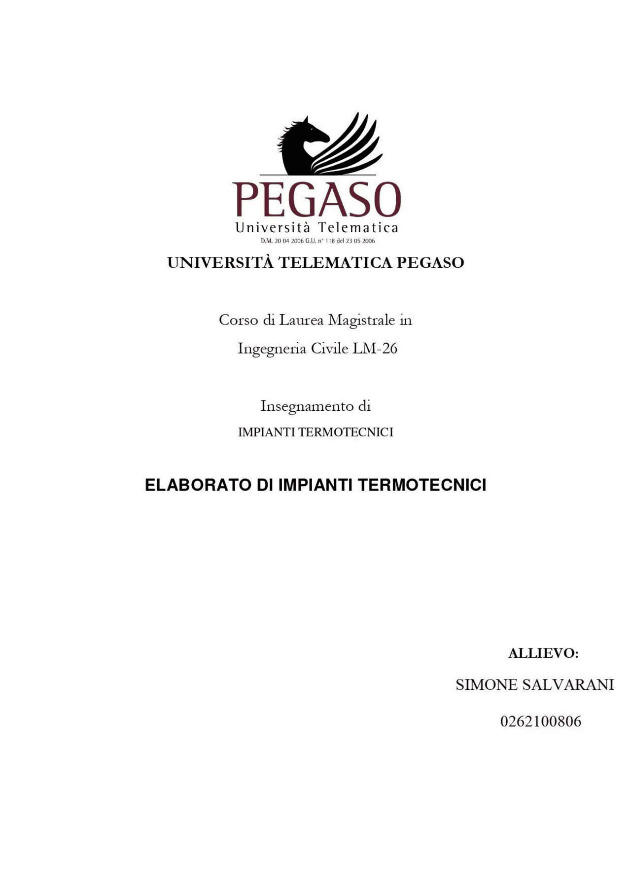 Impianti Termotecnici Elaborato Esercizi Di Impianti Tecnici Docsity