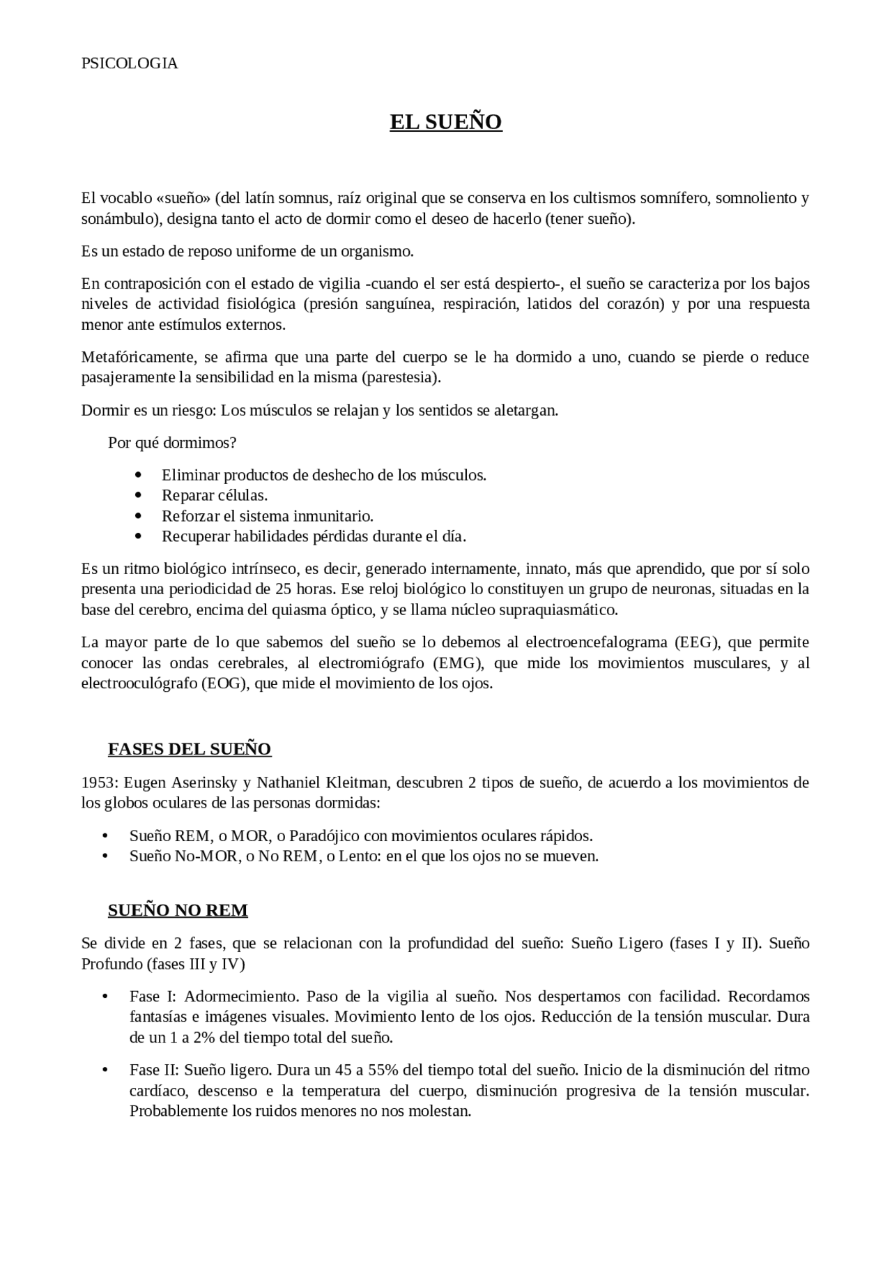 El Sueño De Psicología Evolutiva Resúmenes De Psicología Docsity