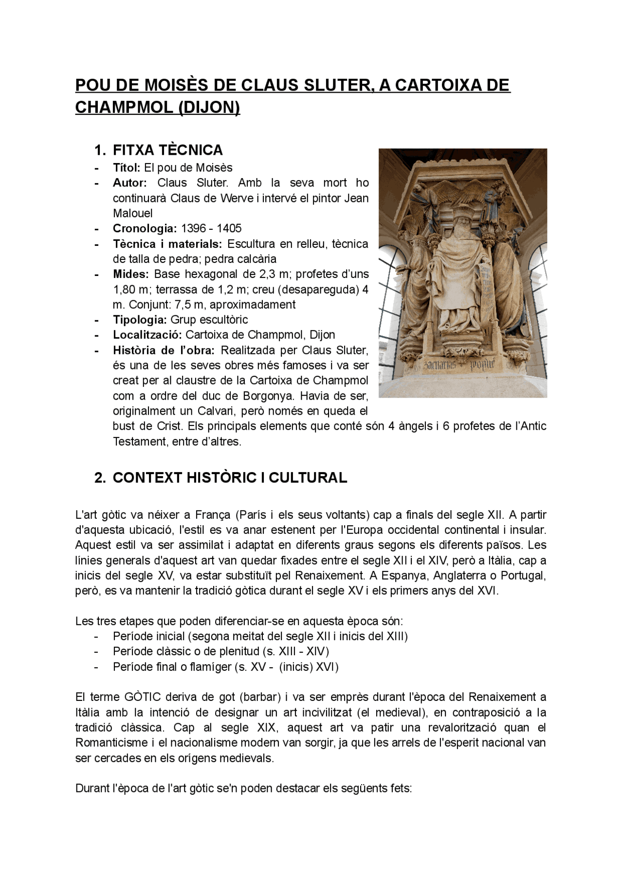 Comentari de Pou de Moisès 2n Batx Selectivitat | Apuntes de Historia ...