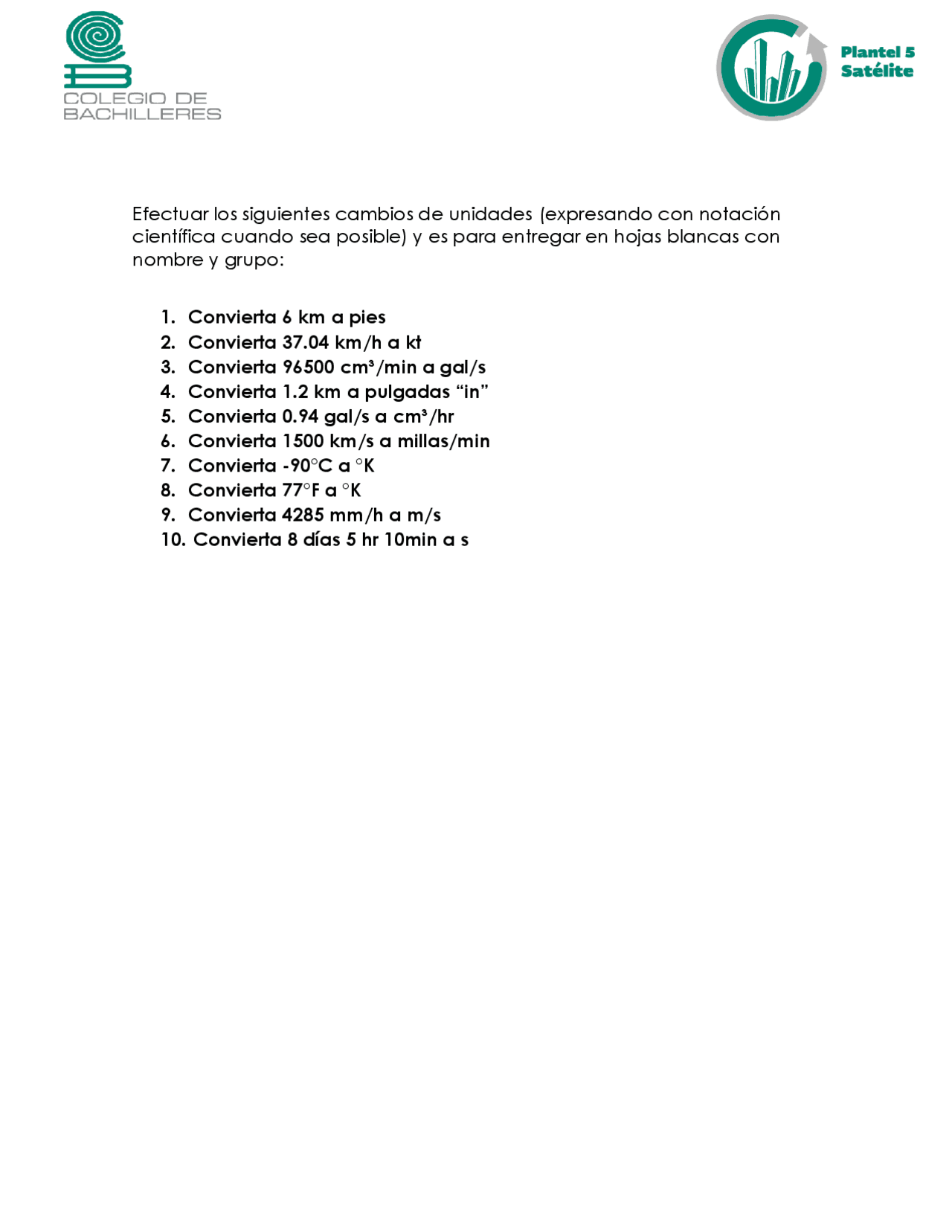 ejercicios de unidades | Ejercicios de Física | Docsity