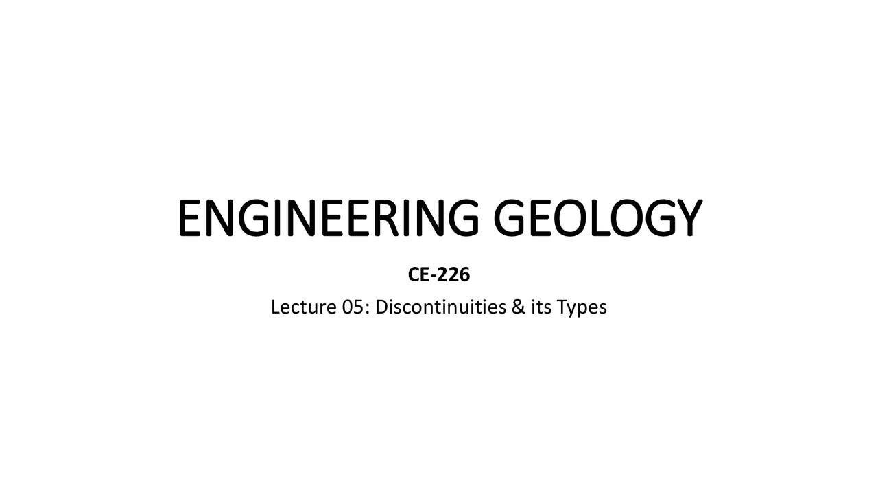 Discontinuities In Rock And Its Types Lecture Notes Engineering